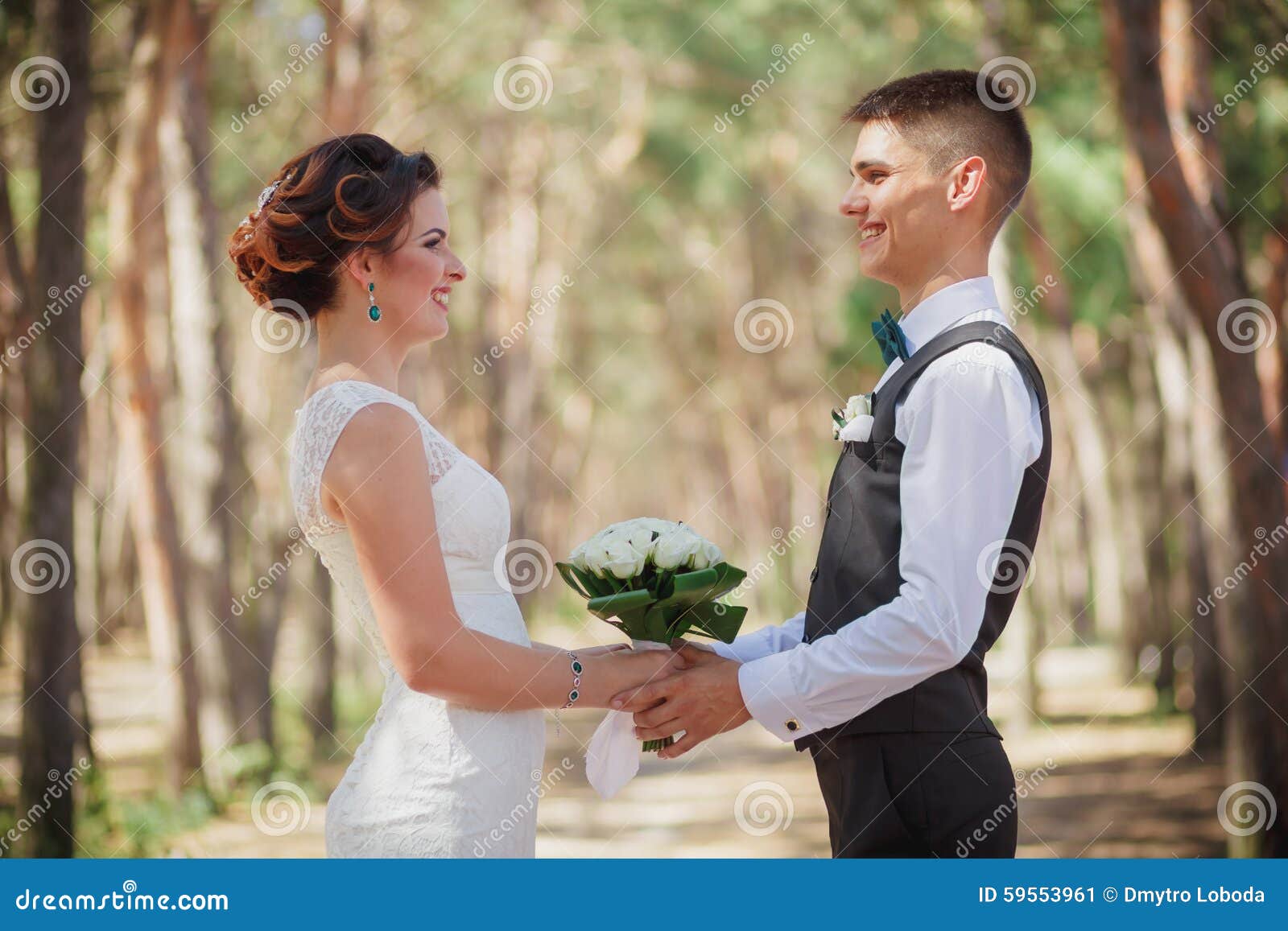 Bride and Groom Holding Hands Stock Image - Image of dress, person ...