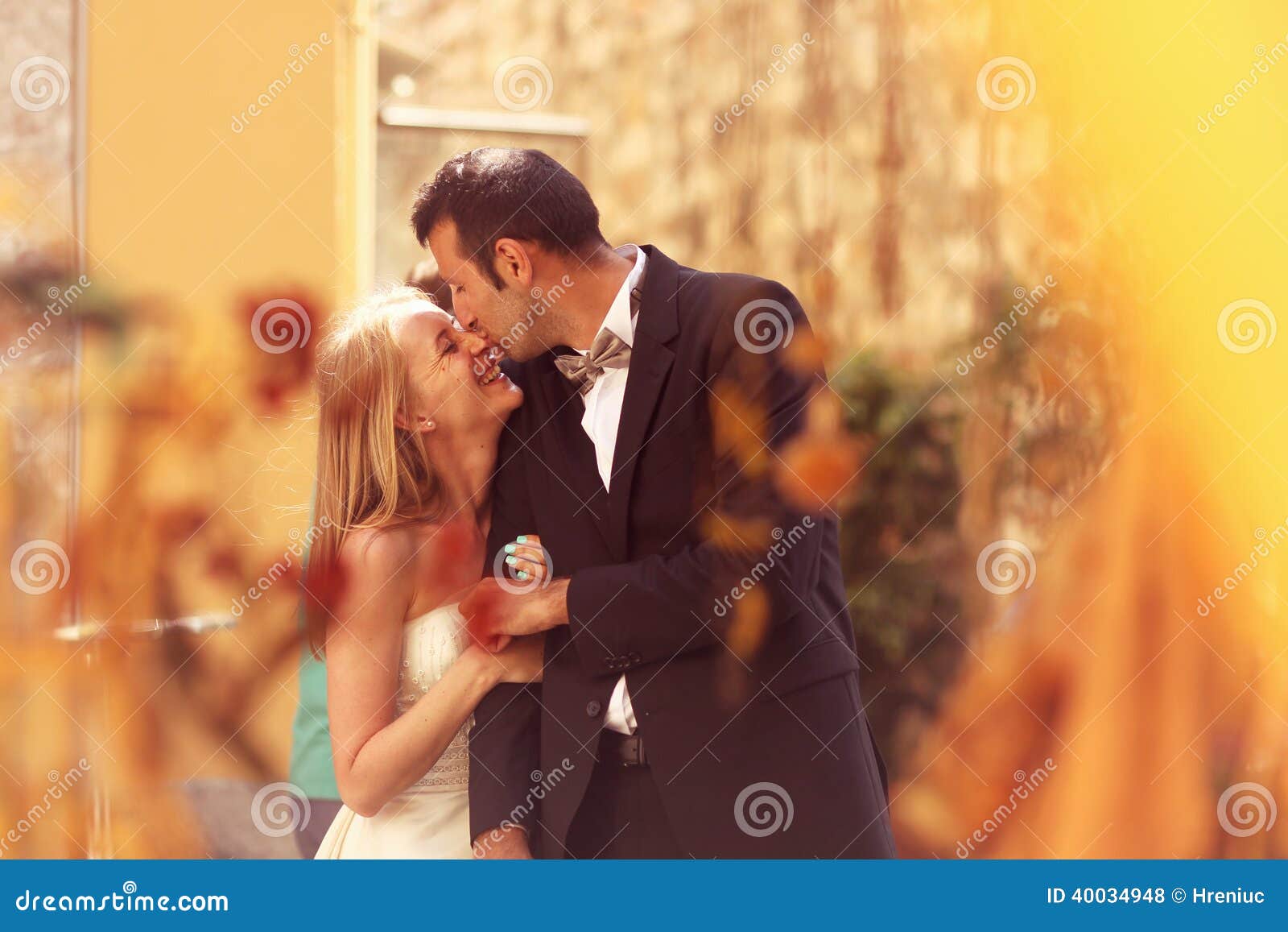 Bride and Groom Hugging in the City Stock Photo - Image of embrace ...