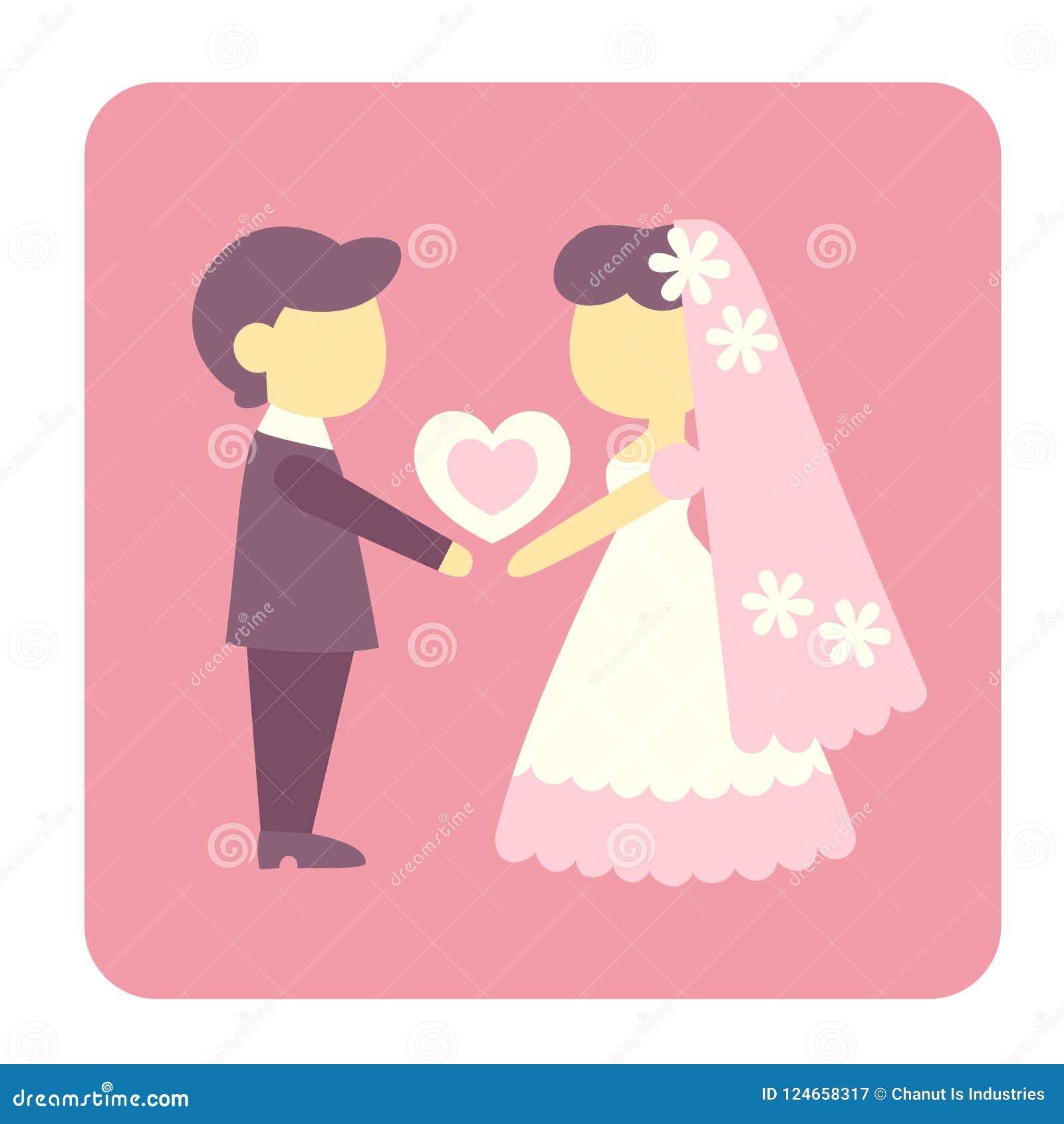 Groom and Bride Flat Icon stock vector. Illustration of people - 124658317