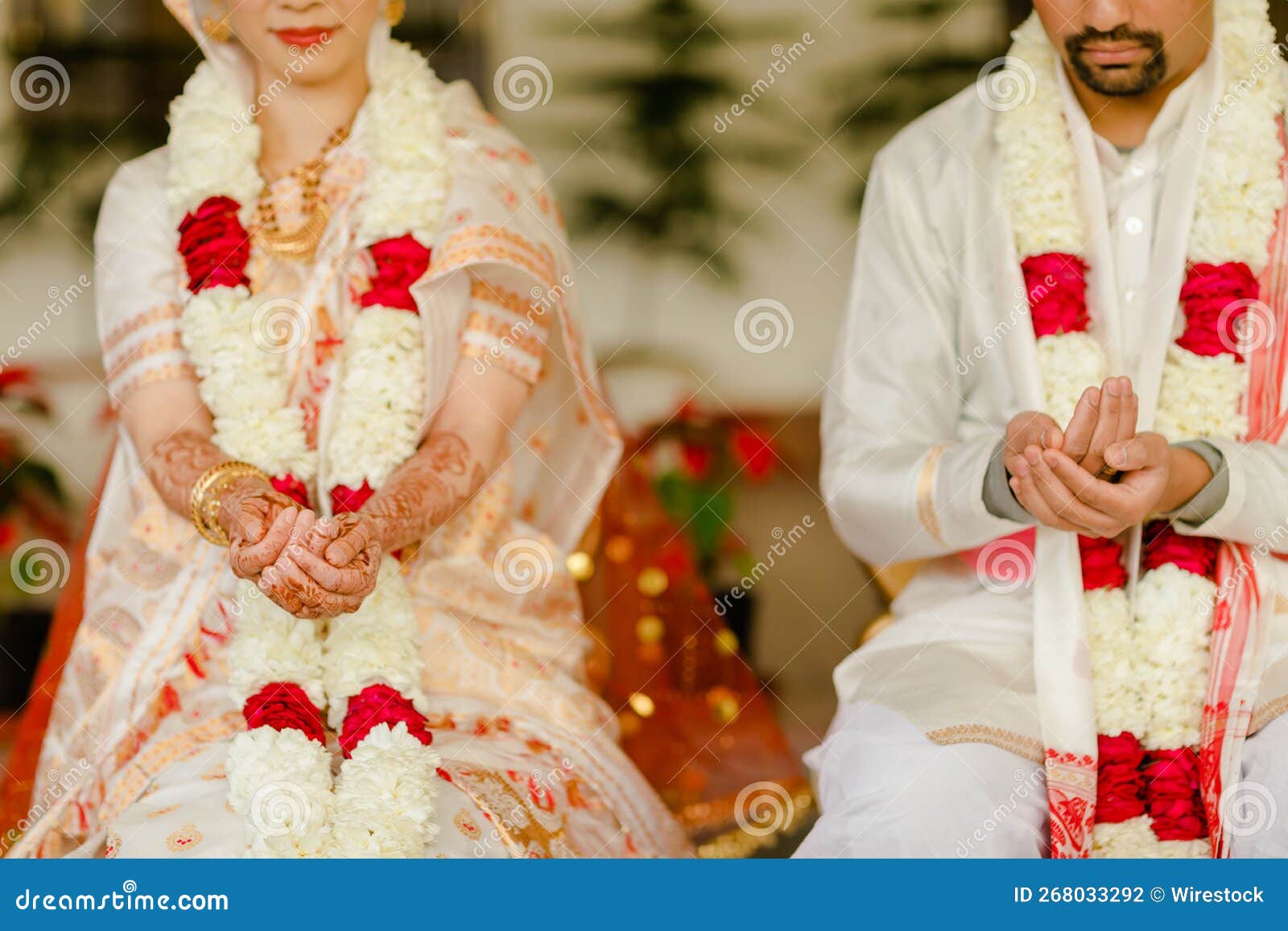 Bride and Groom at the Indian Wedding with Garlands Stock Photo - Image ...