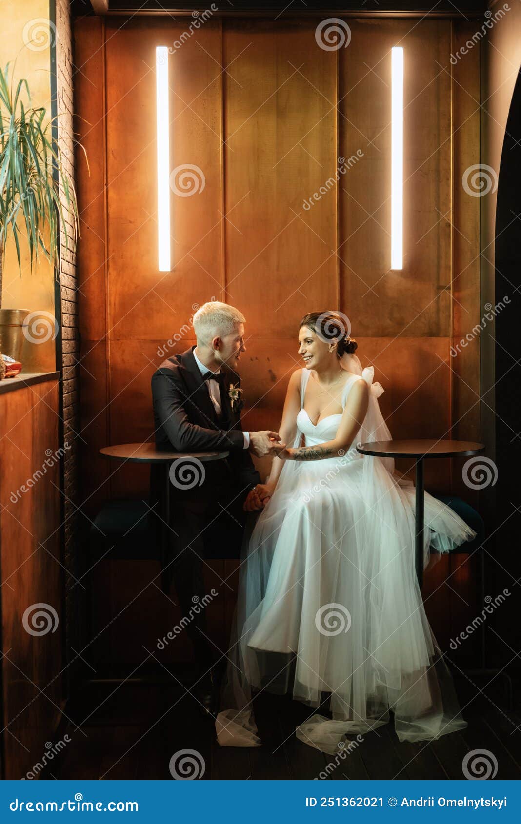 Bride and Groom Inside a Cocktail Bar Stock Image - Image of bride ...