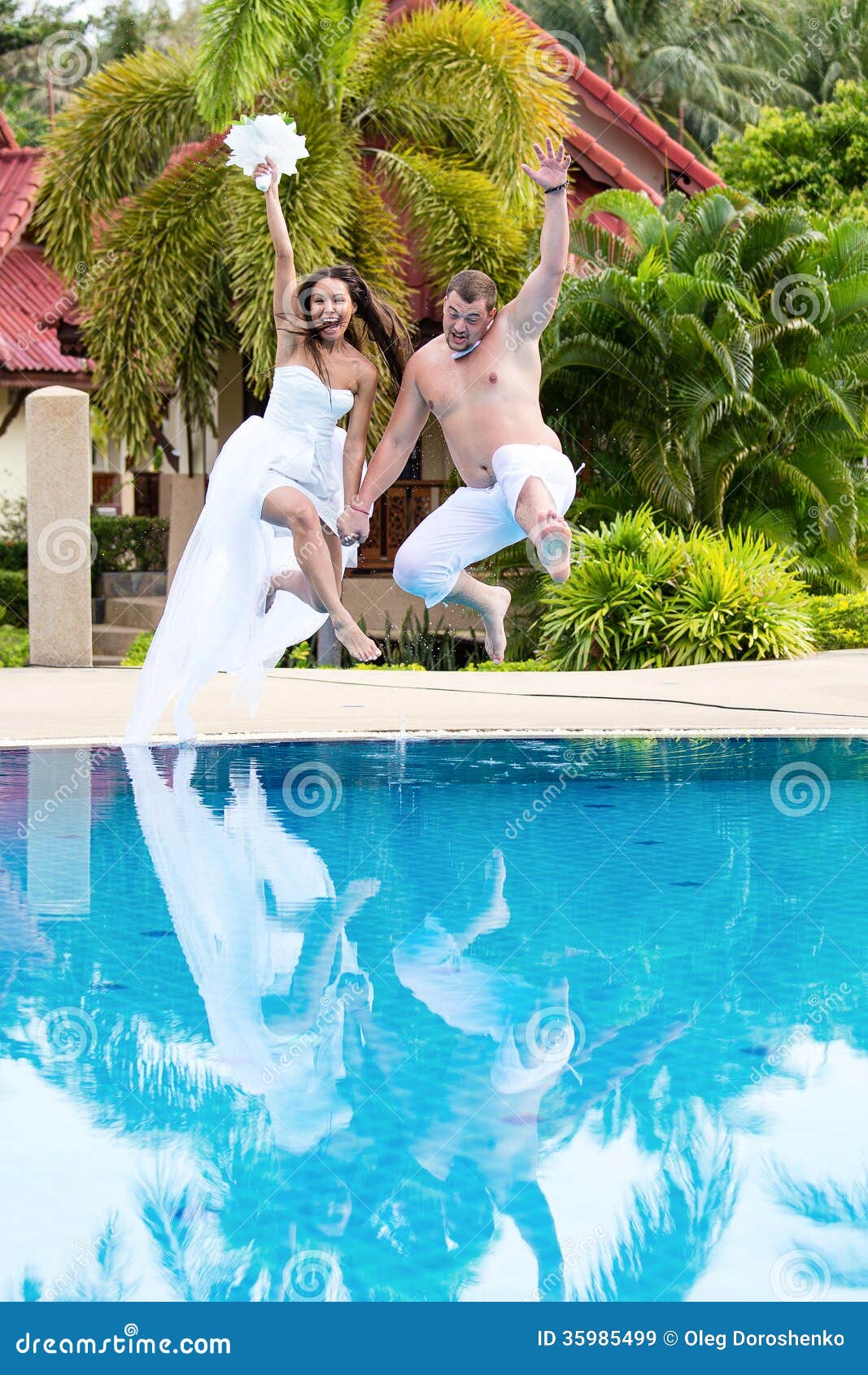 Bride and groom stock image. Image of dress, cheerful - 35985499