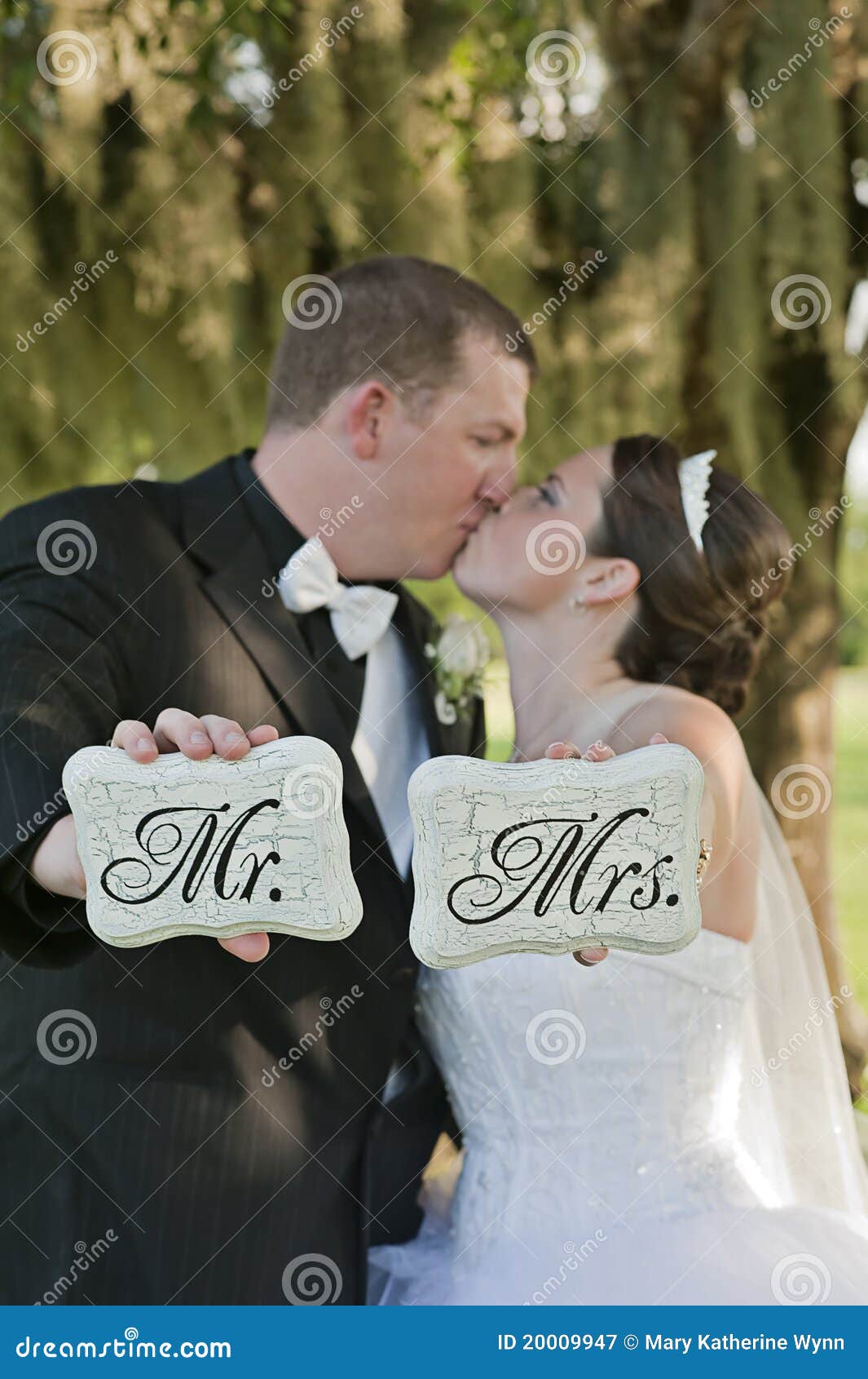 Bride and Groom Just Married Stock Image - Image of kiss, celebrate ...