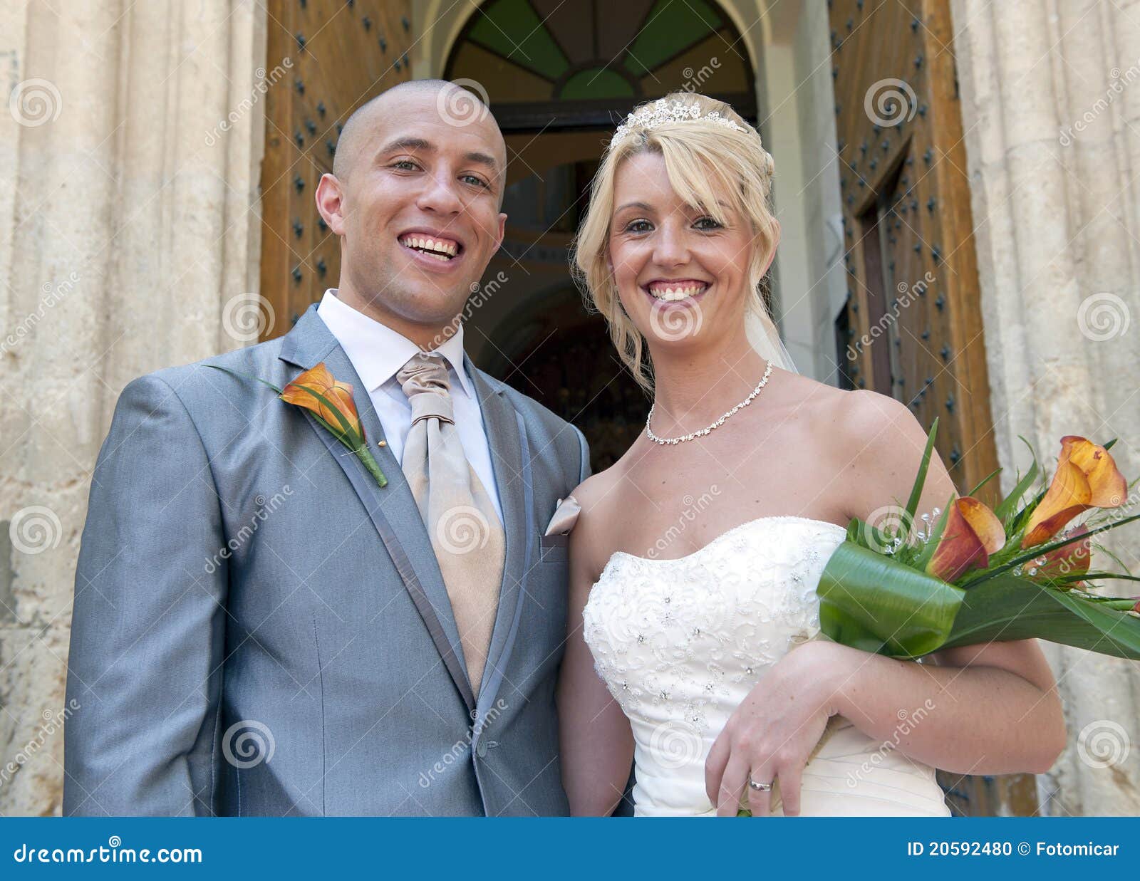 Bride and Groom Just Married Stock Photo - Image of dressing, wedding ...