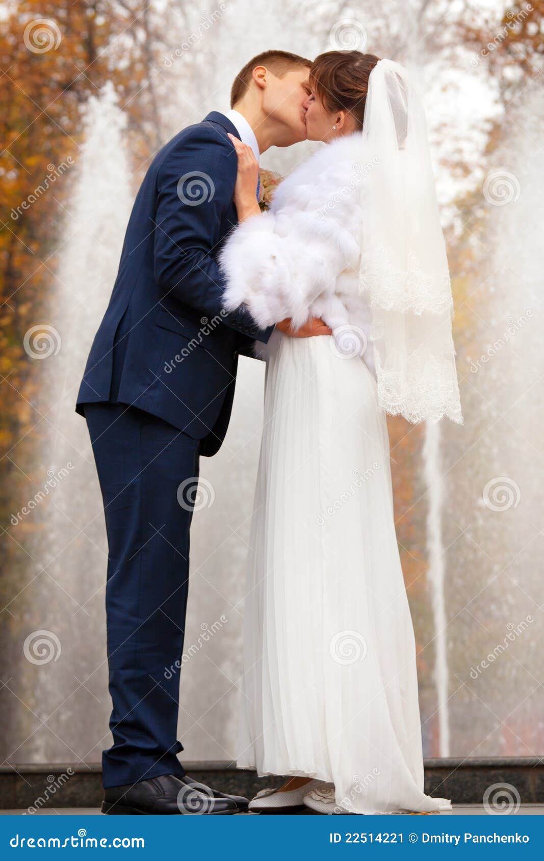 Bride and groom kissing stock image. Image of romence - 22514221