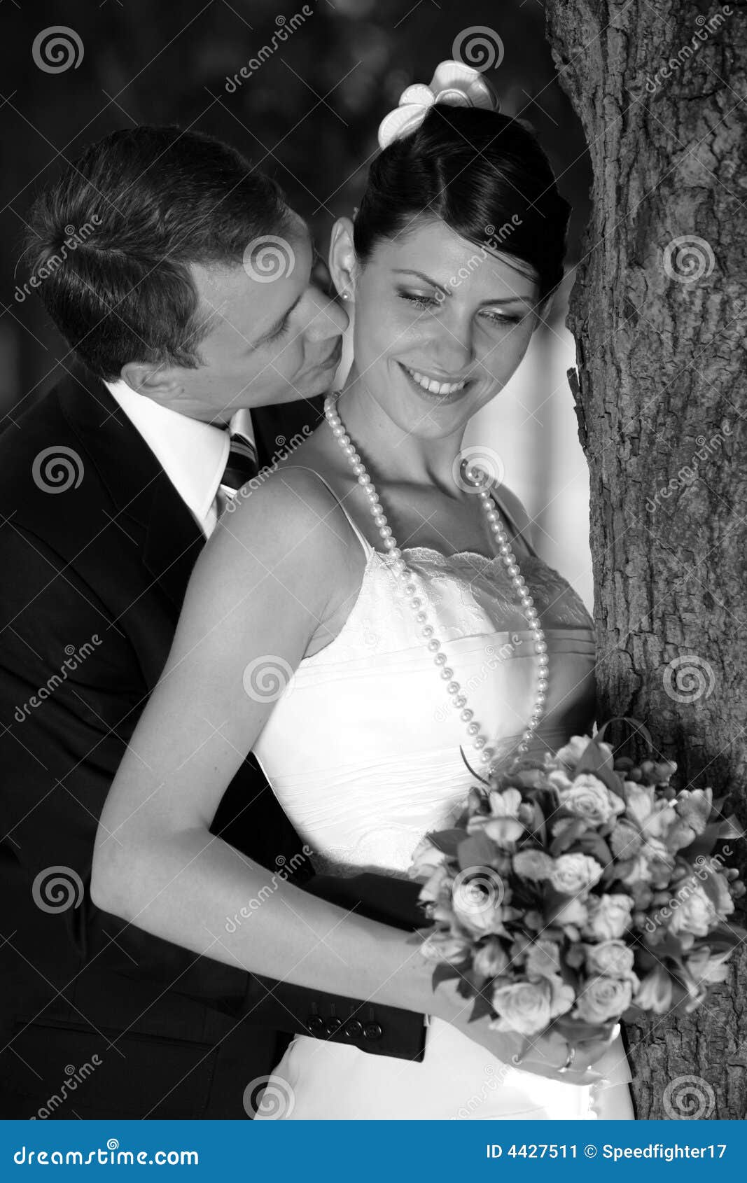 Bride And Groom Kissing Stock Image Image Of Romantic 4427511