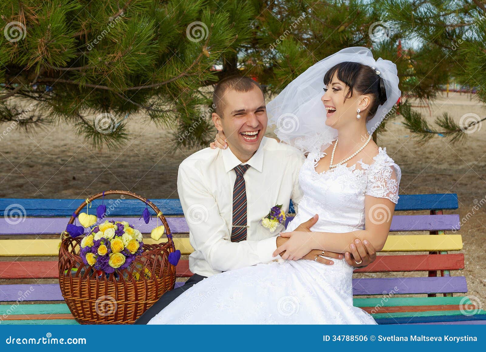 Bride and groom laugh stock photo. Image of wedding, wife - 34788506
