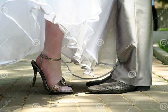 Bride and Groom Legs stock photo. Image of lace, femininity - 13340108