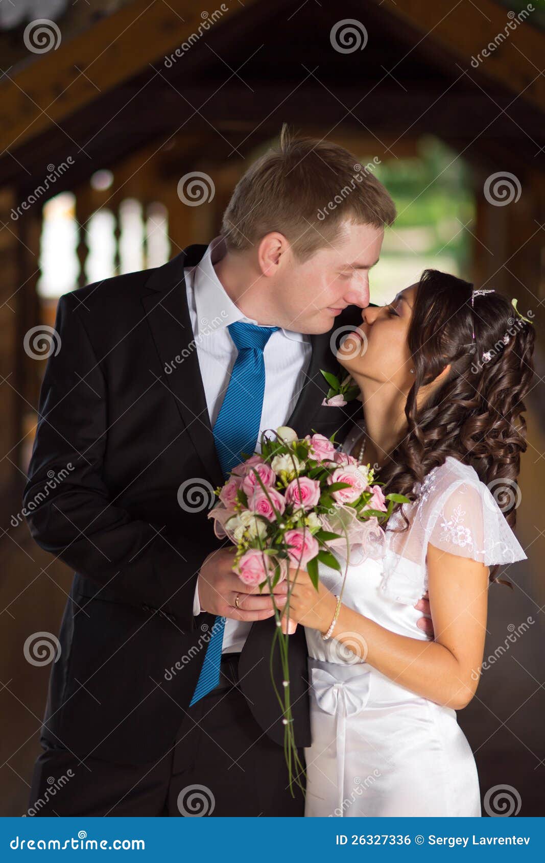 The Bride and Groom Look at Each Other Stock Photo - Image of smiling ...