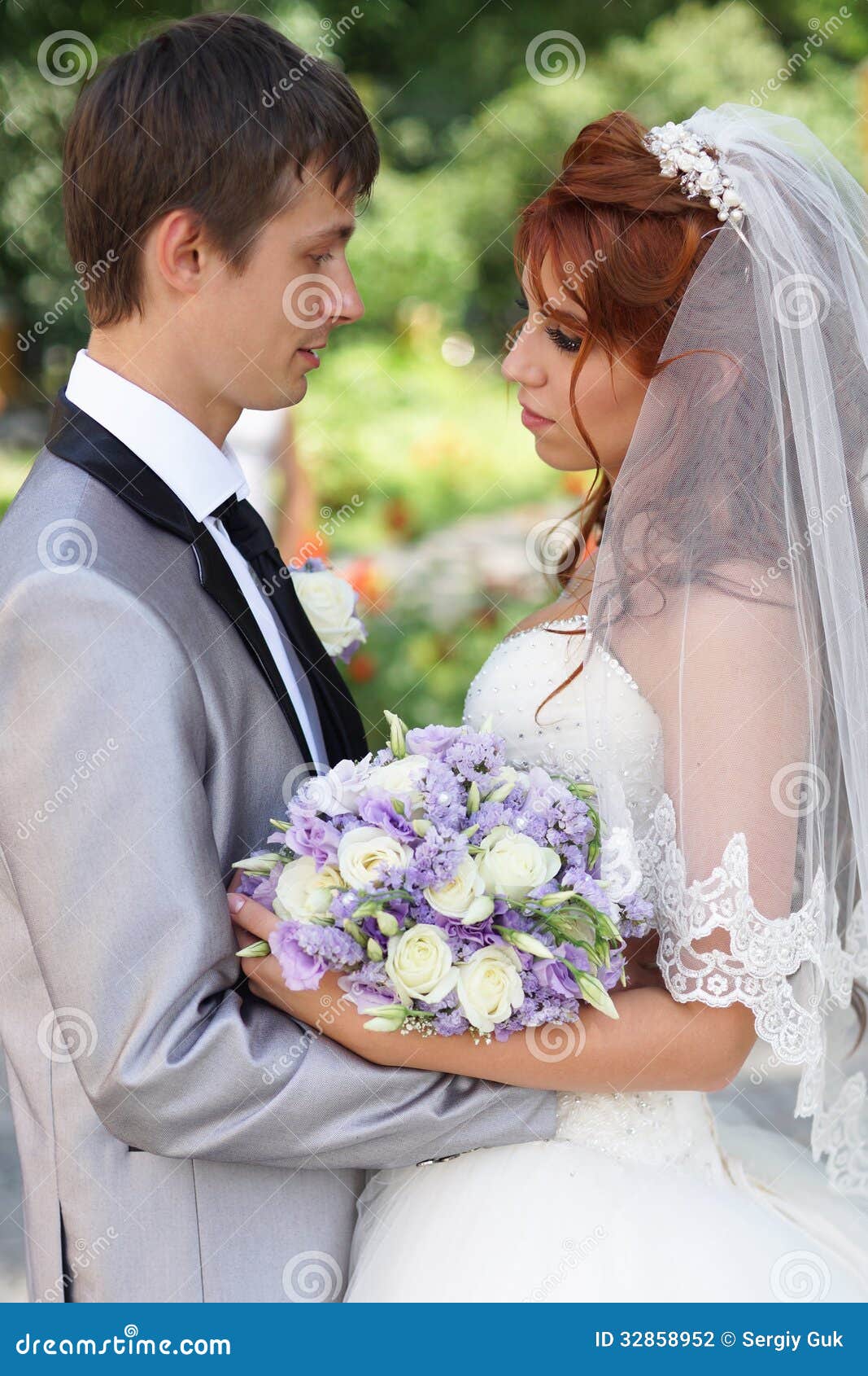 Bride and groom stock photo. Image of hair, pretty, girl - 32858952
