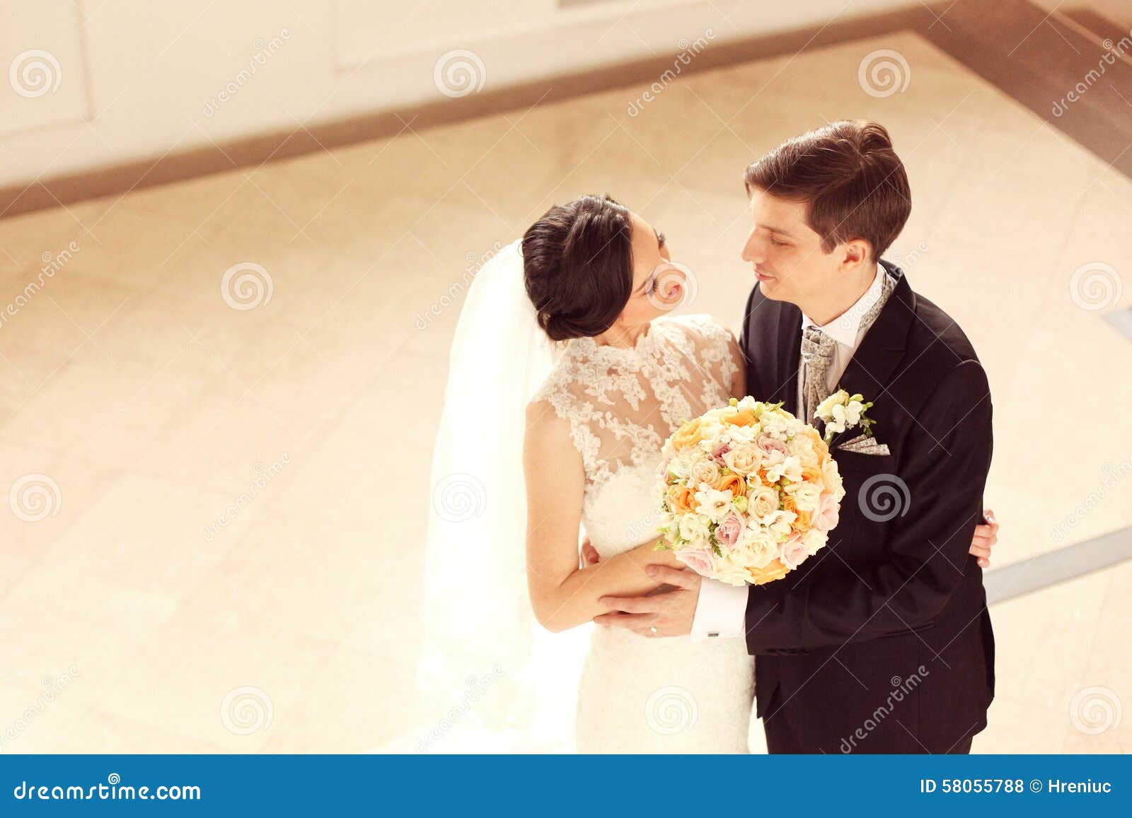 Bride and Groom Looking at Each Other Stock Photo - Image of happy ...