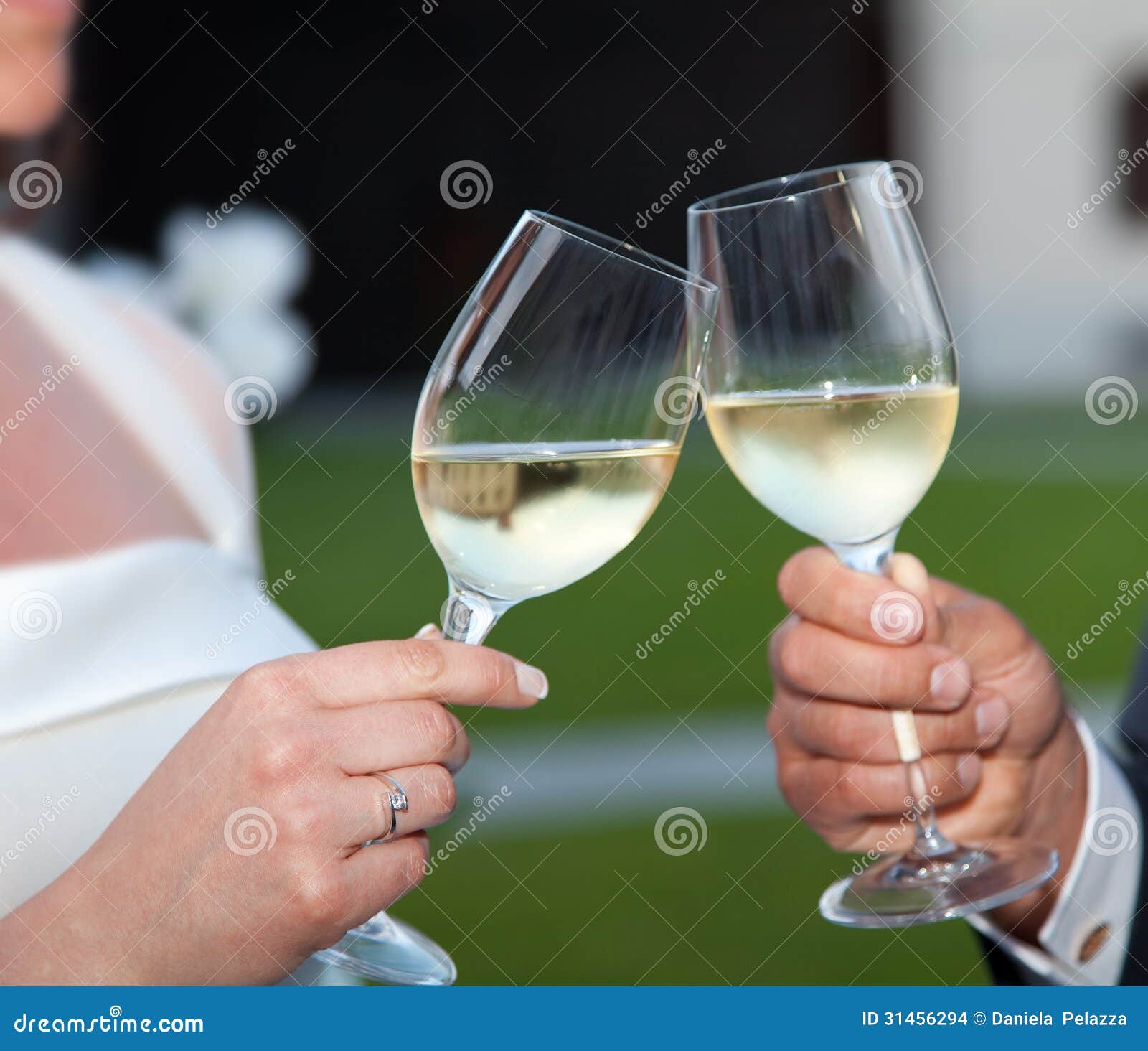Bride and Groom Making a Toast Stock Photo - Image of alcohol, evening ...