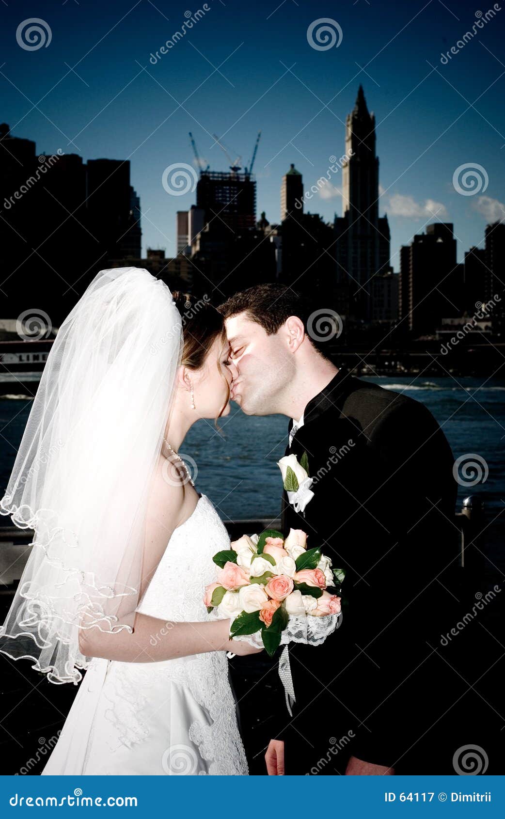 Bride and Groom in New York Stock Image - Image of happy, grace: 64117