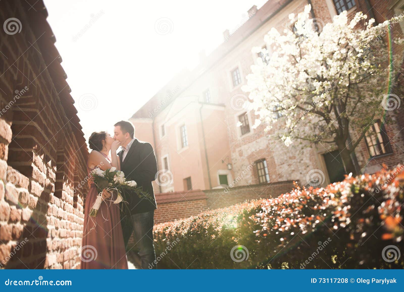 Bride and Groom in an Old Town - Wedding Couple Stock Photo - Image of ...
