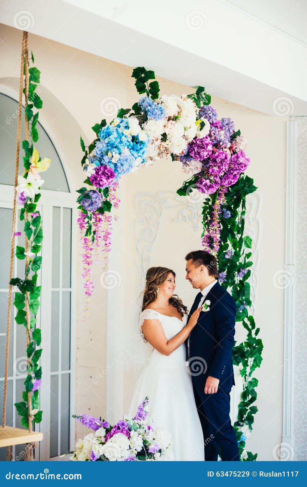Bride and Groom Posing in a Hotel Room Stock Image - Image of bride ...
