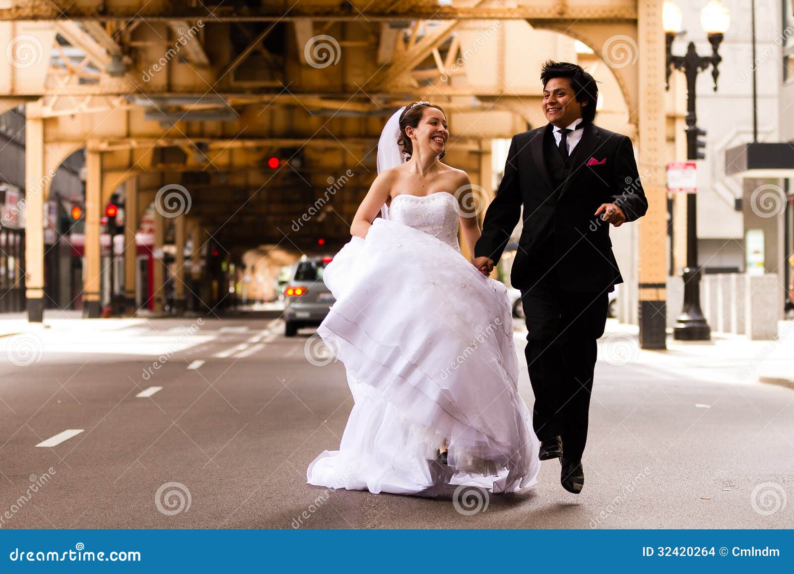 Happy Bride and Groom Running Stock Photo - Image of happy, couple ...