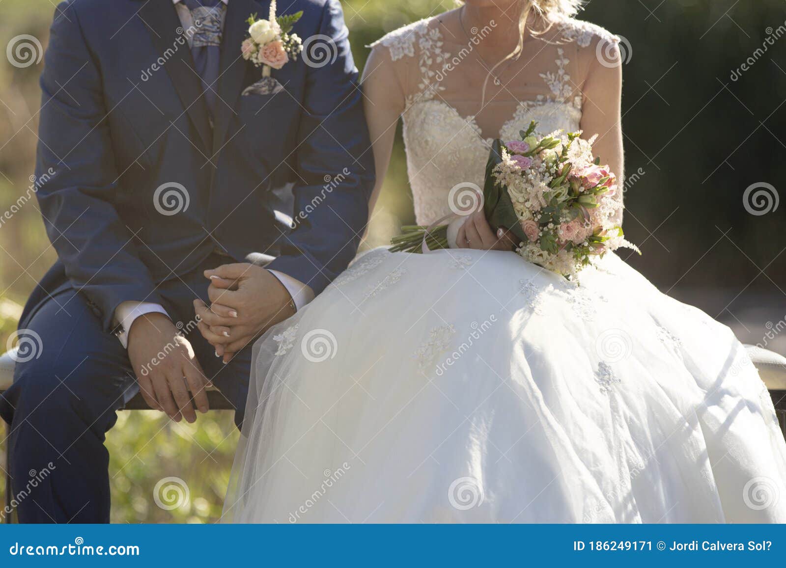 Bride and Groom Shaking Hands at Outdoor Ceremony. Isolated Image Stock ...