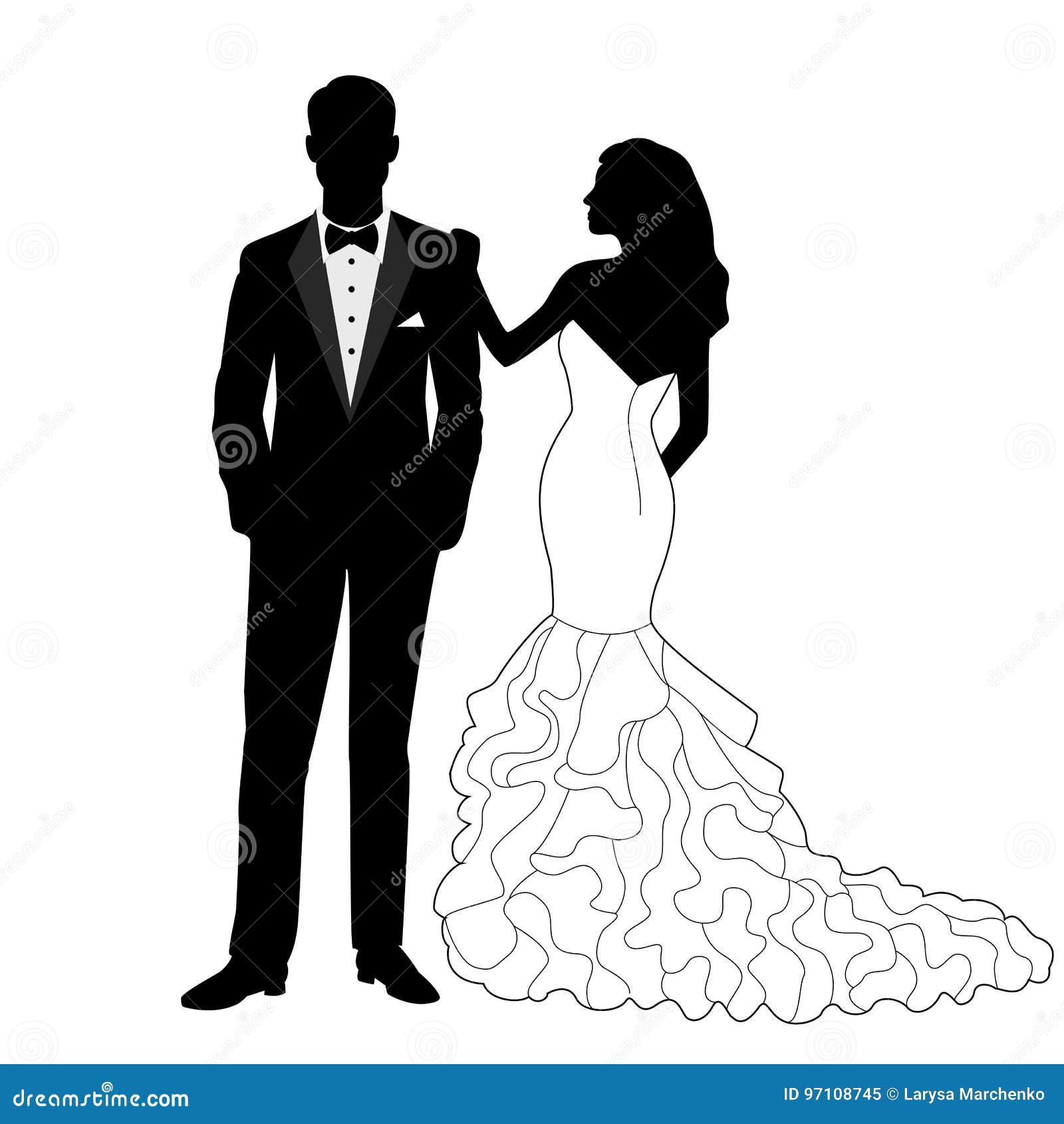 African American Bride And Groom Silhouette