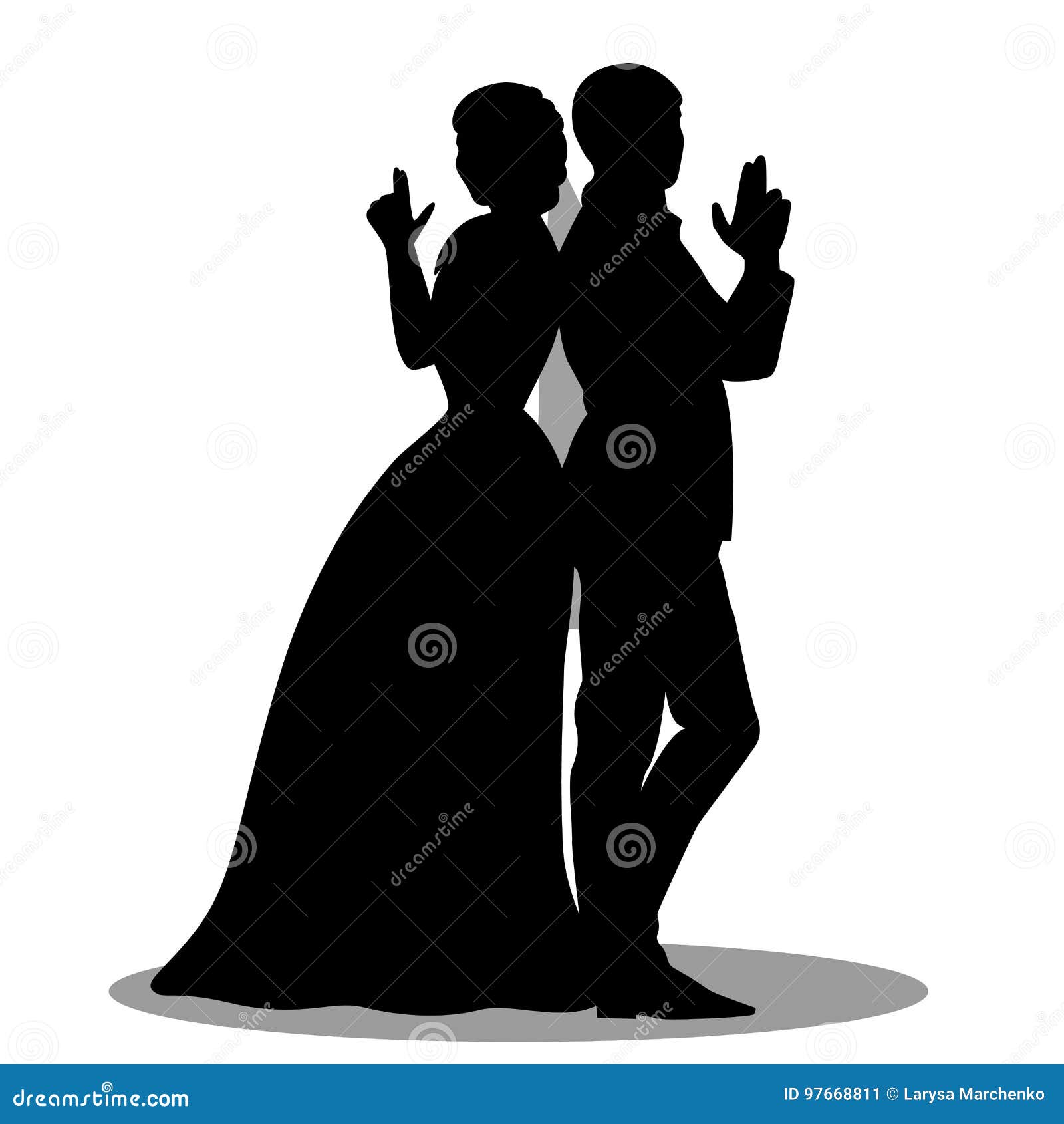 African American Bride And Groom Silhouette