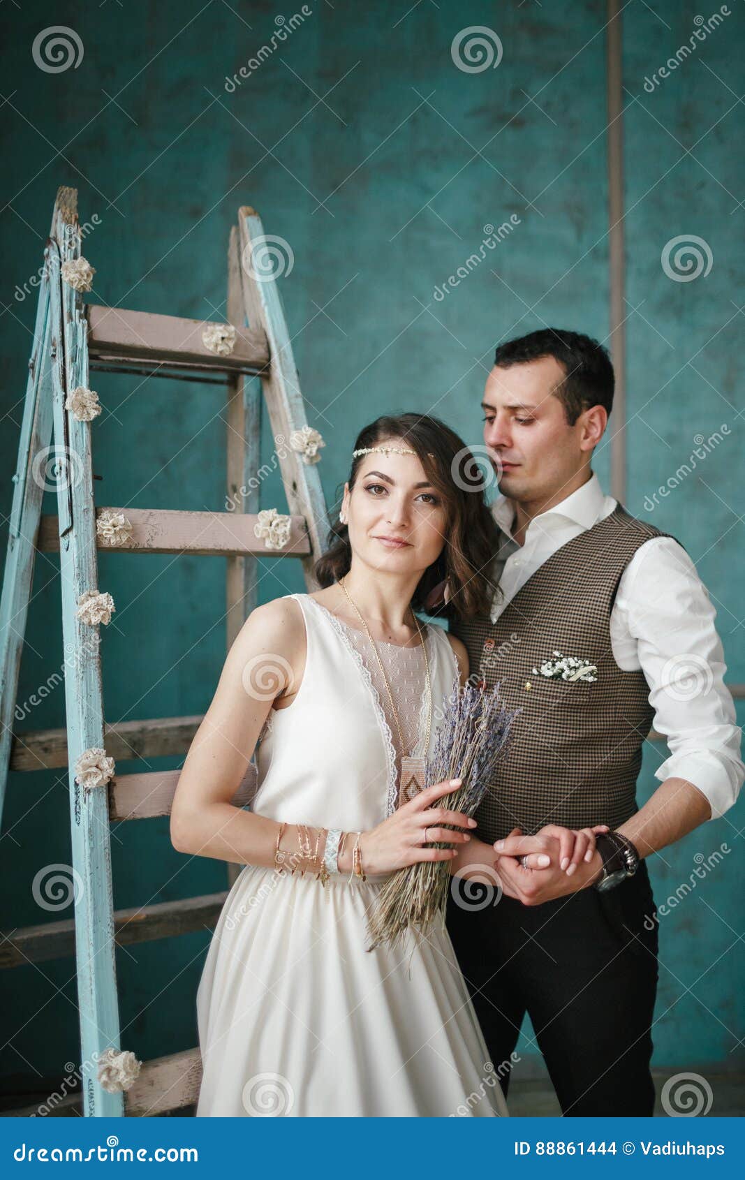 The Bride and Groom in the Studio Stock Photo - Image of women, wedding ...