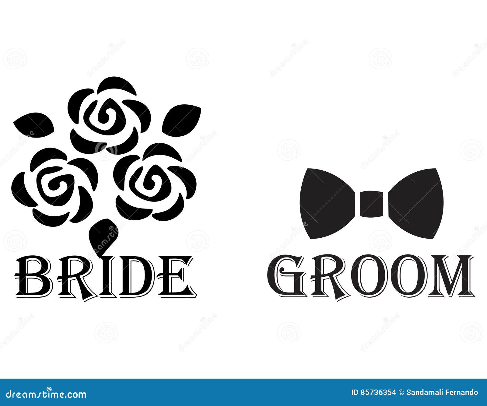 Bride and groom stock illustration. Illustration of text - 85736354