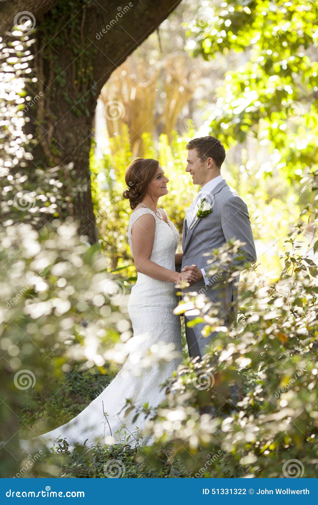Bride and Groom Together in the Garden Stock Photo - Image of handsome ...