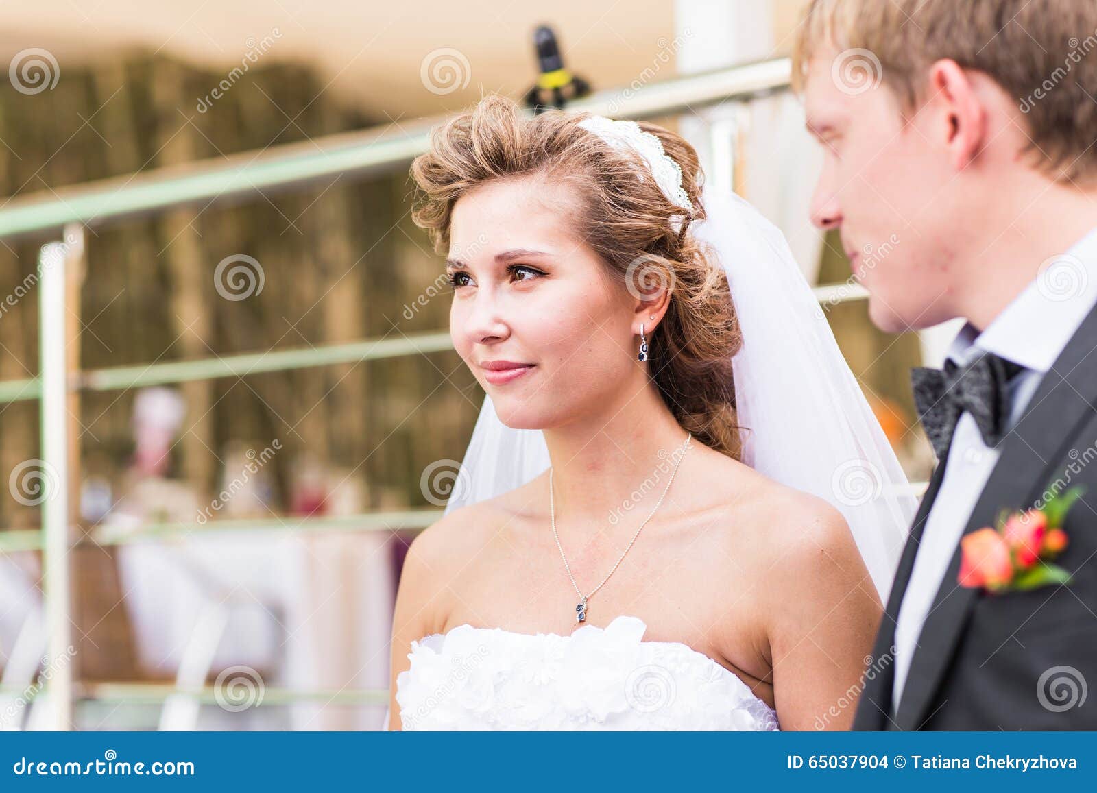 Bride and Groom at Wedding Reception Stock Photo - Image of love, male ...