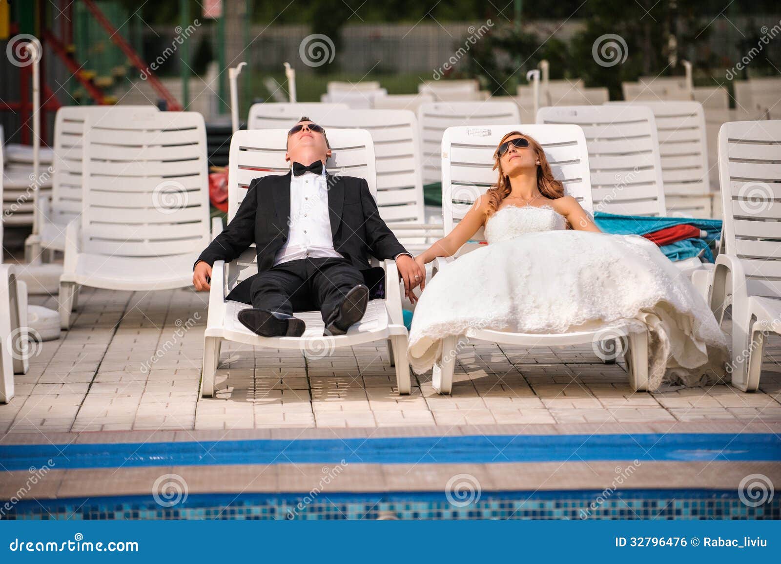 Bride and Groom Relaxing after Wedding Stock Photo - Image of happiness ...