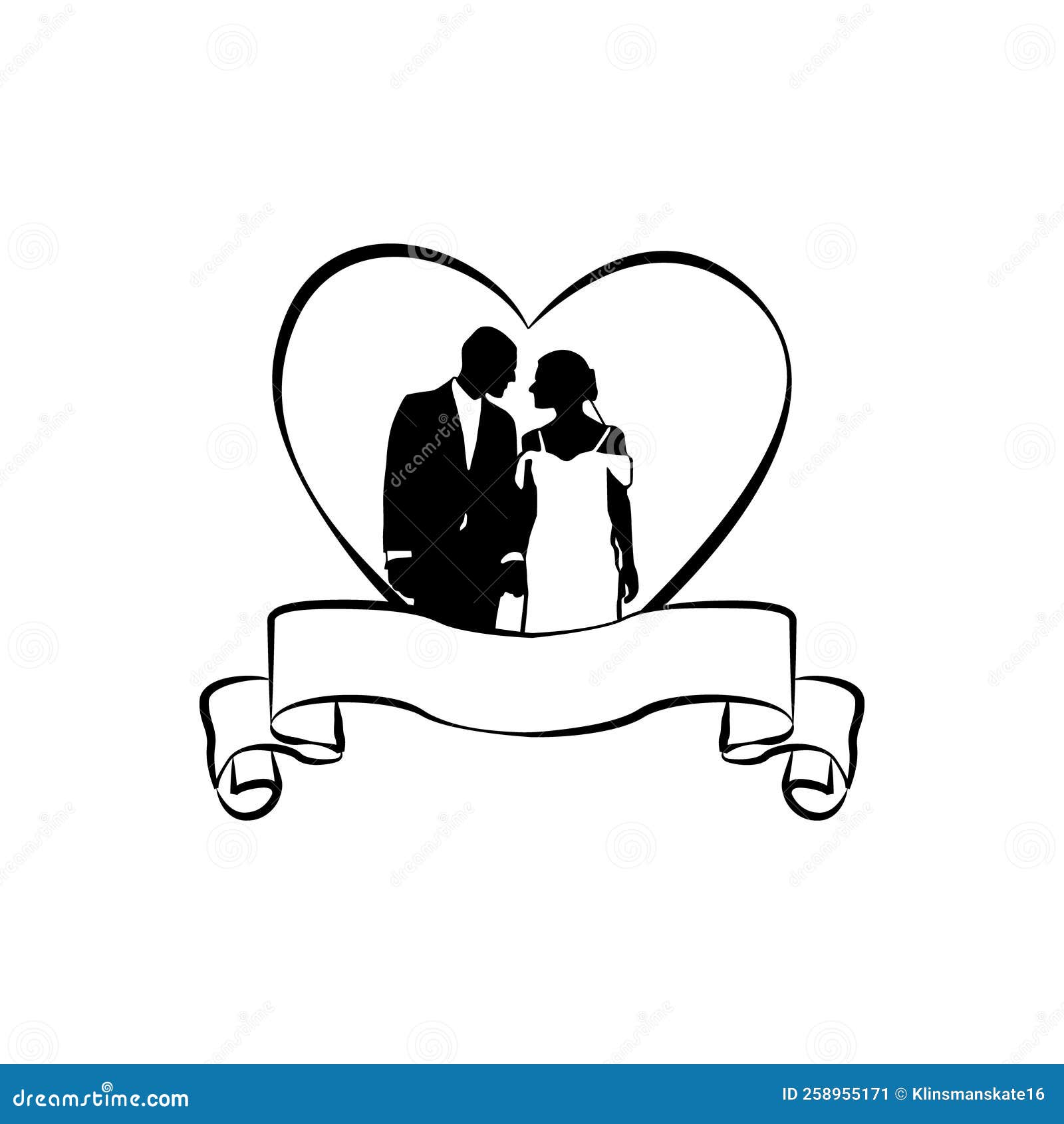 Bride and Groom Wedding Silhouette Banner Vector Illustration Stock ...