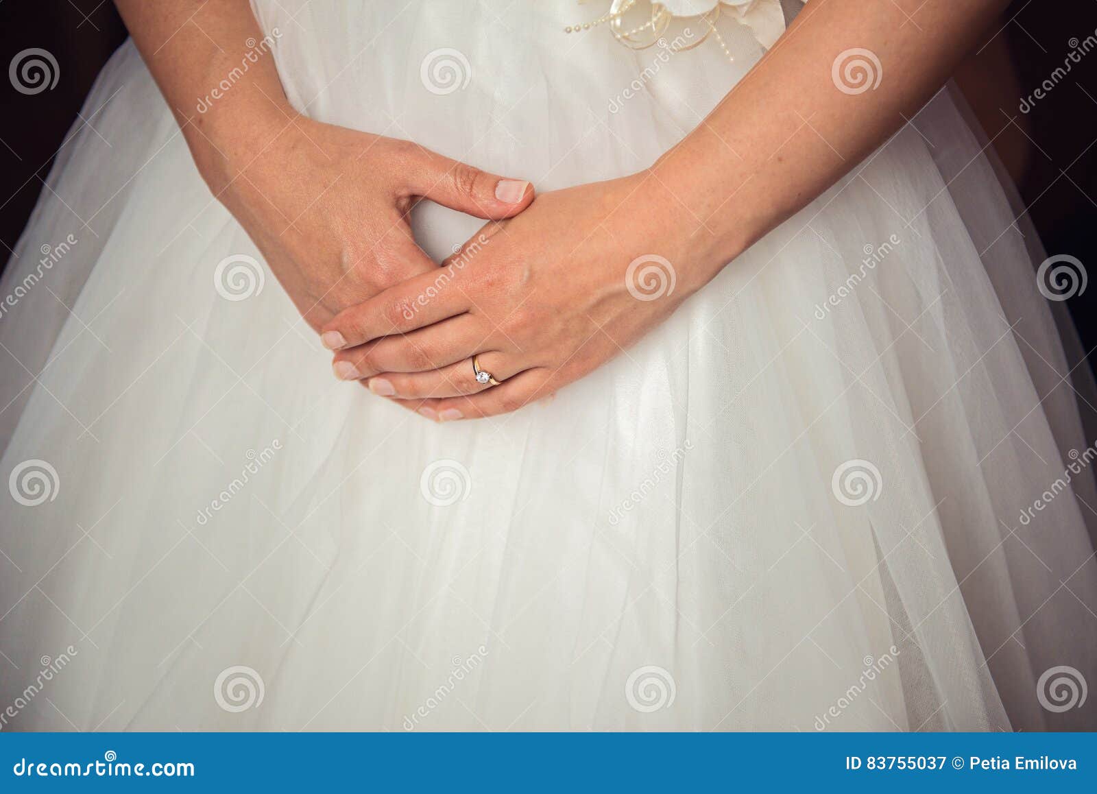 Bride Hands on Wedding Dress Stock Image - Image of full, glove: 83755037