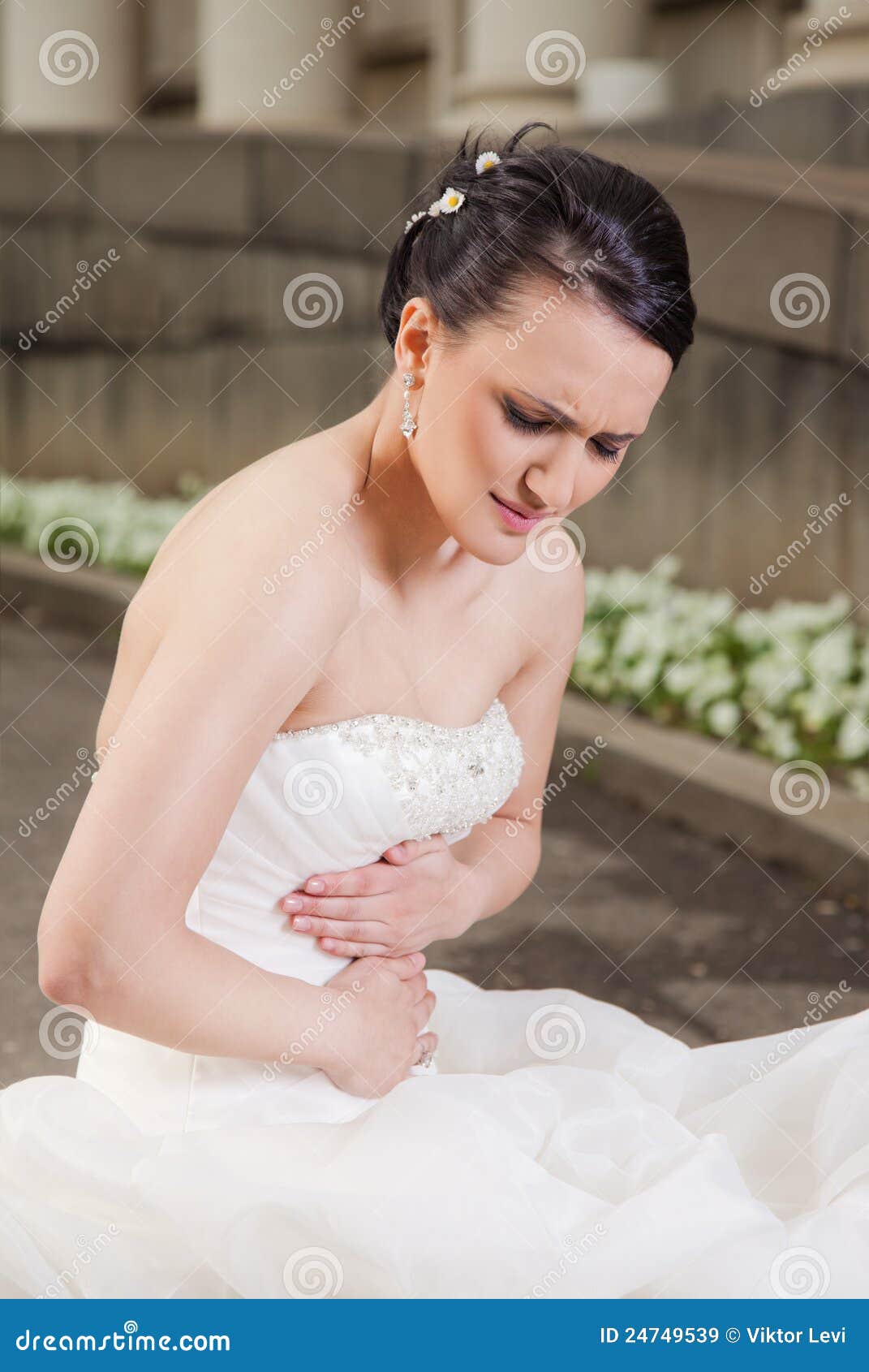Bride having stomach ache stock image. Image of sick - 24749539