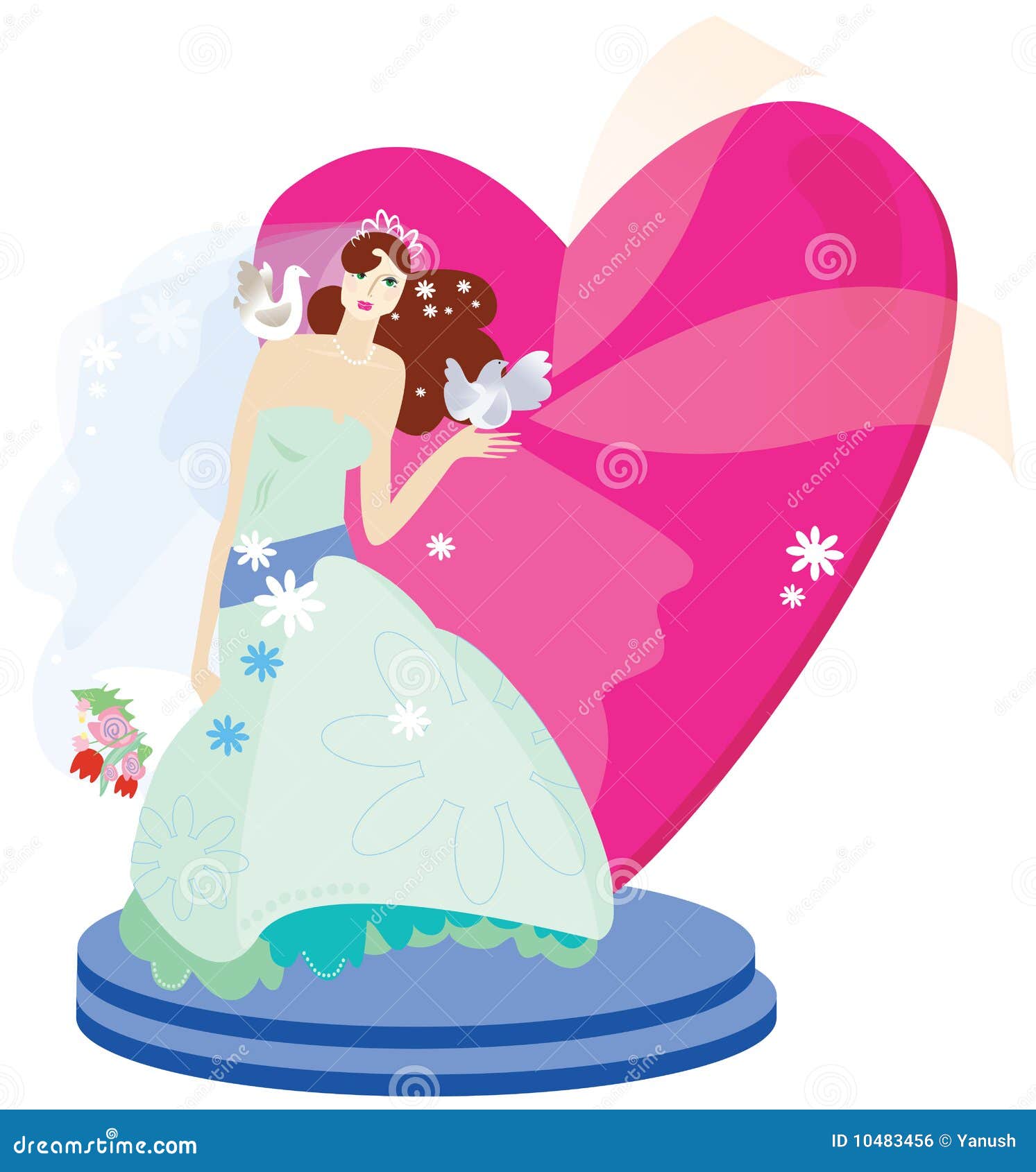 Bride with heart stock vector. Illustration of flowers - 10483456