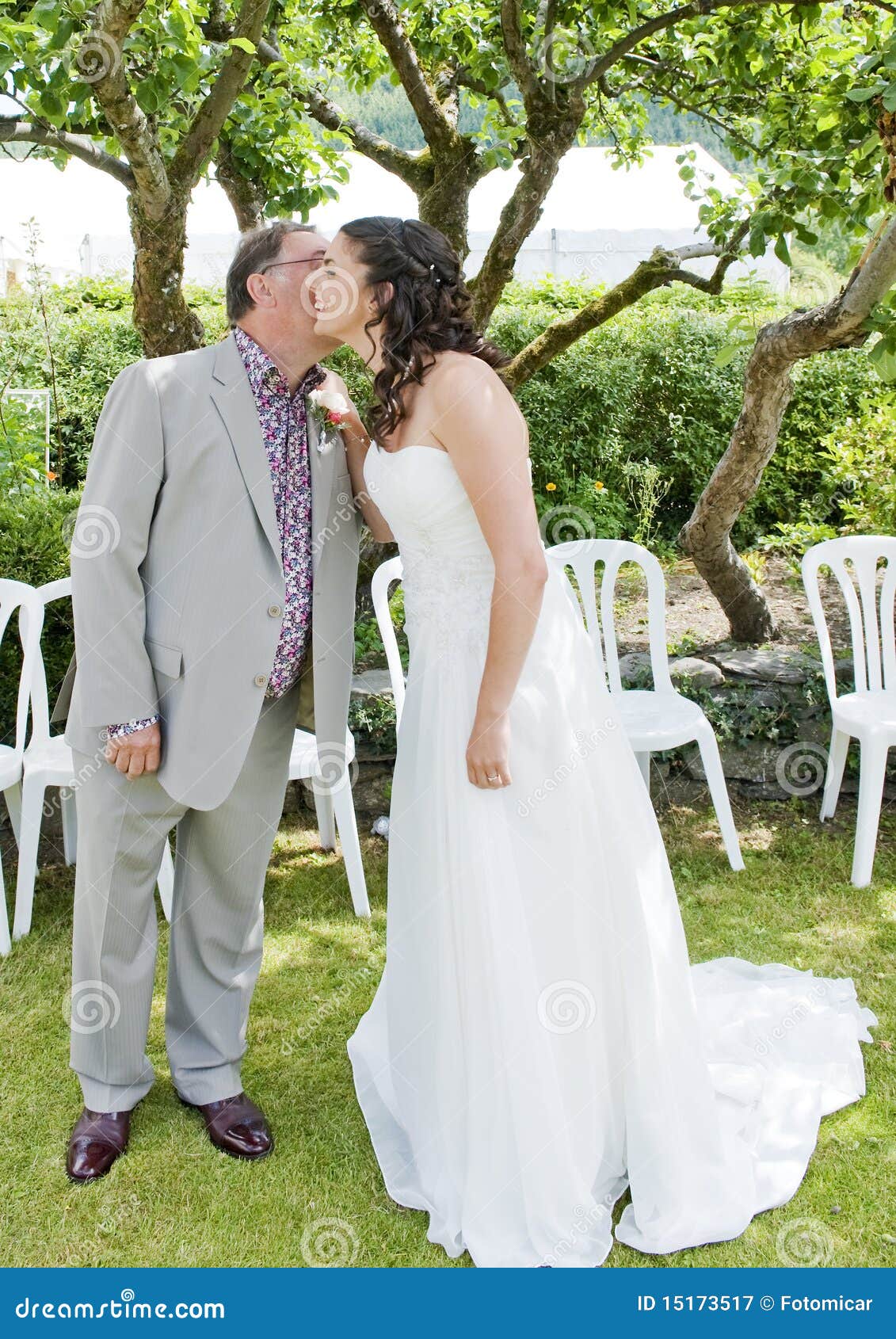 Bride and Her Father Kissing Stock Image - Image of bridal, marriage ...