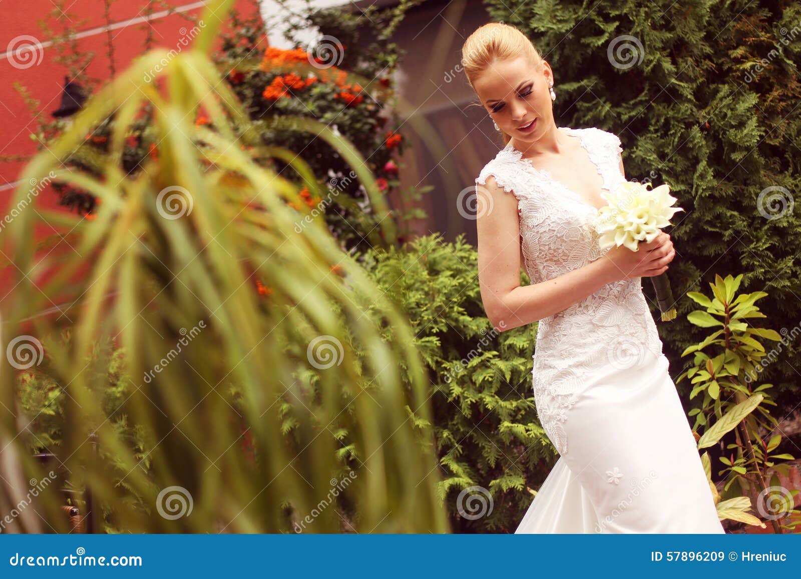 Bride on her wedding day stock image. Image of happiness - 57896209