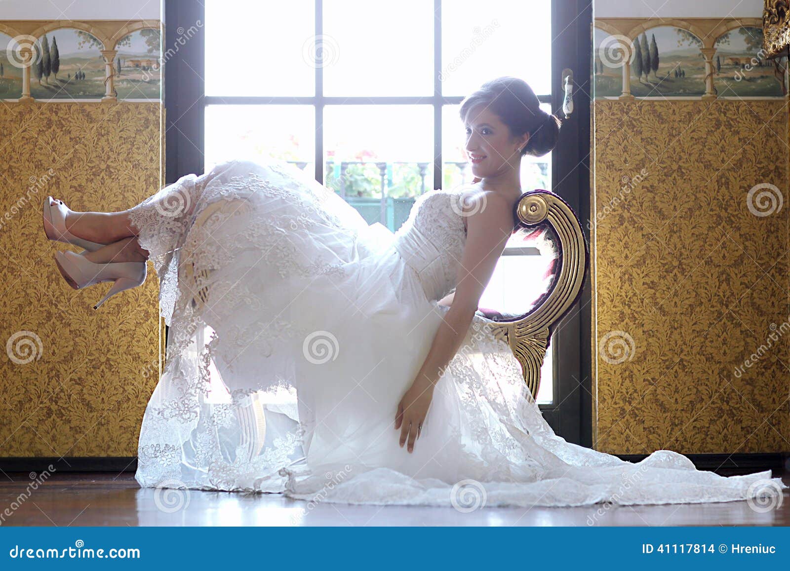 Bride in Her Wedding Day Feeling Great Stock Photo - Image of happy ...