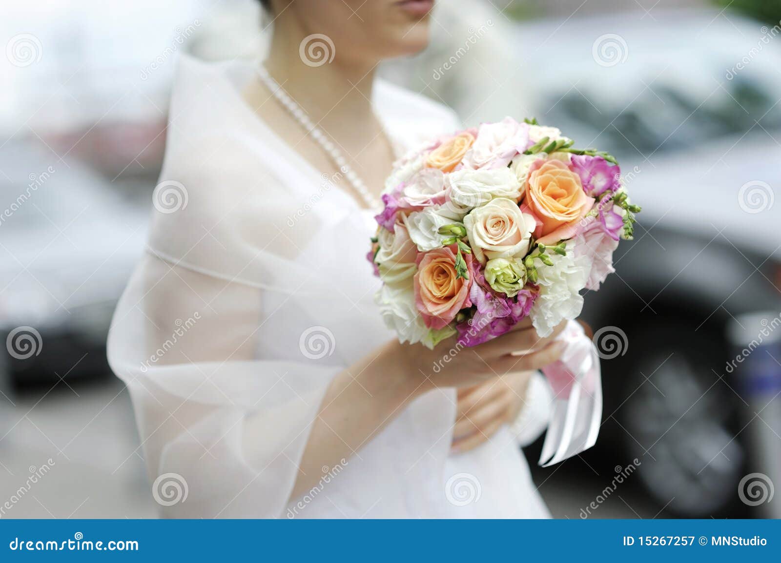 Bride Holding Beautiful Wedding Flowers Bouquet Stock Image - Image of ...
