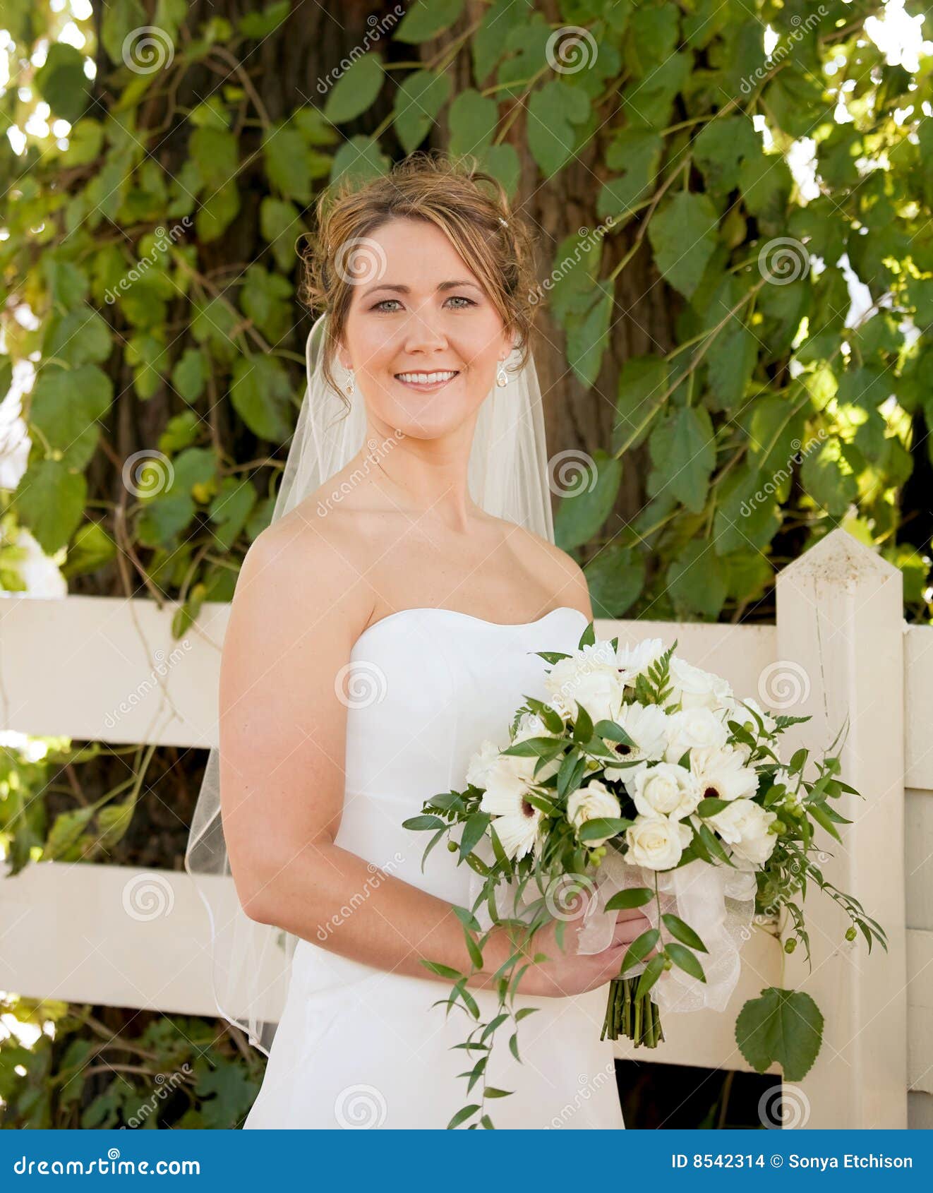 Bride Holding a Bouquet stock photo. Image of attractive - 8542314