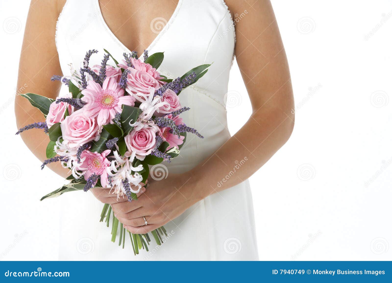 Bride Holding Bouquet of Flowers Stock Image - Image of bride ...