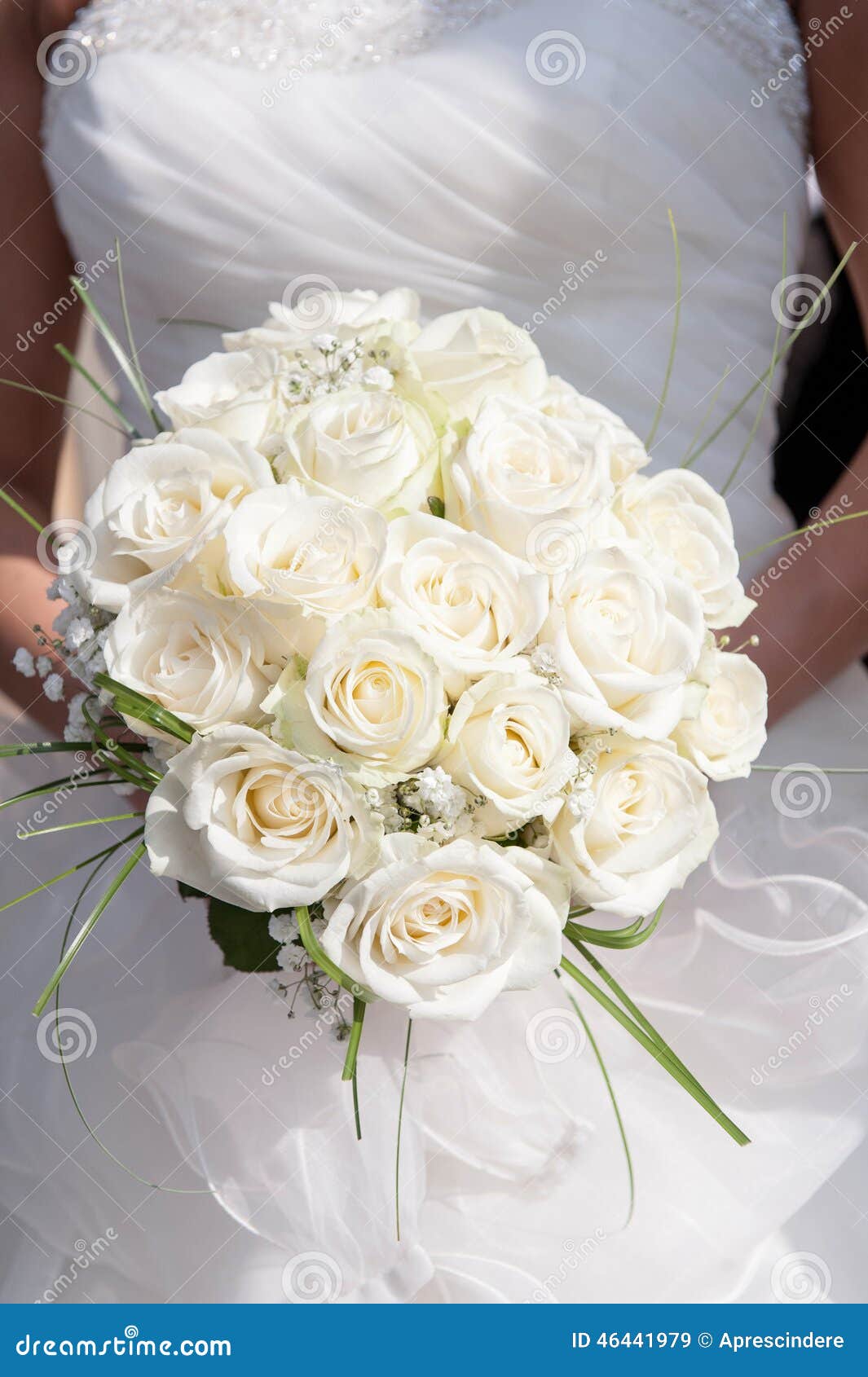Bride Holding Bouquet of Flowers Stock Image - Image of leaf, celebrate ...