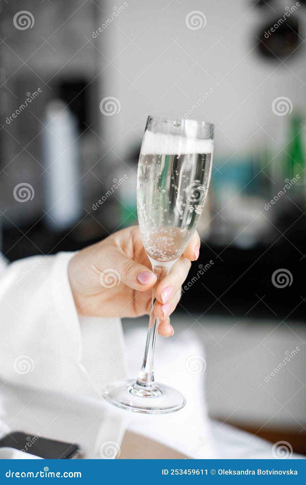 Bride Holding a Glass in Her Hand Stock Image - Image of hand, bridal ...
