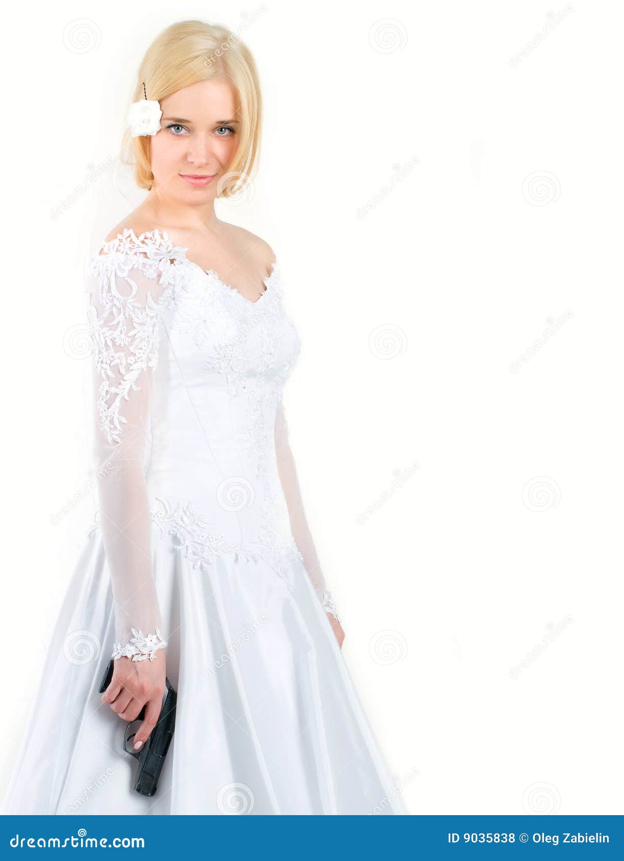 Bride holding the gun stock photo. Image of girl, black - 9035838