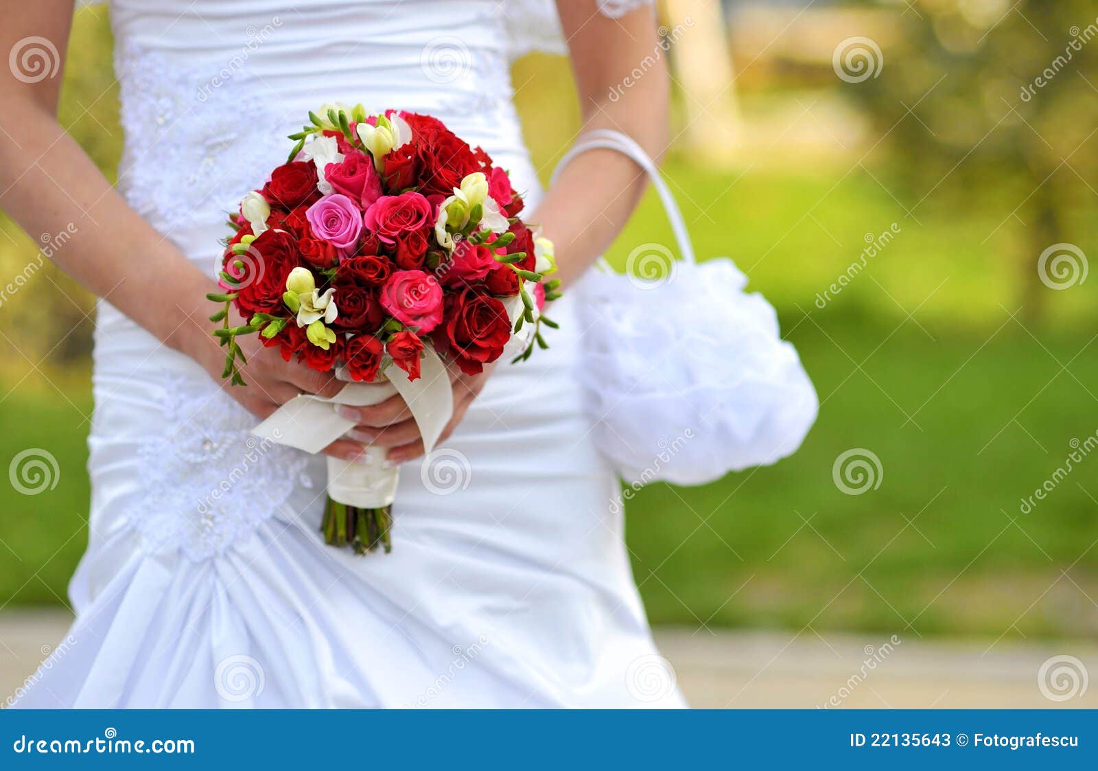 Bride Holding Wedding Flowers Stock Image - Image of roses, white: 22135643