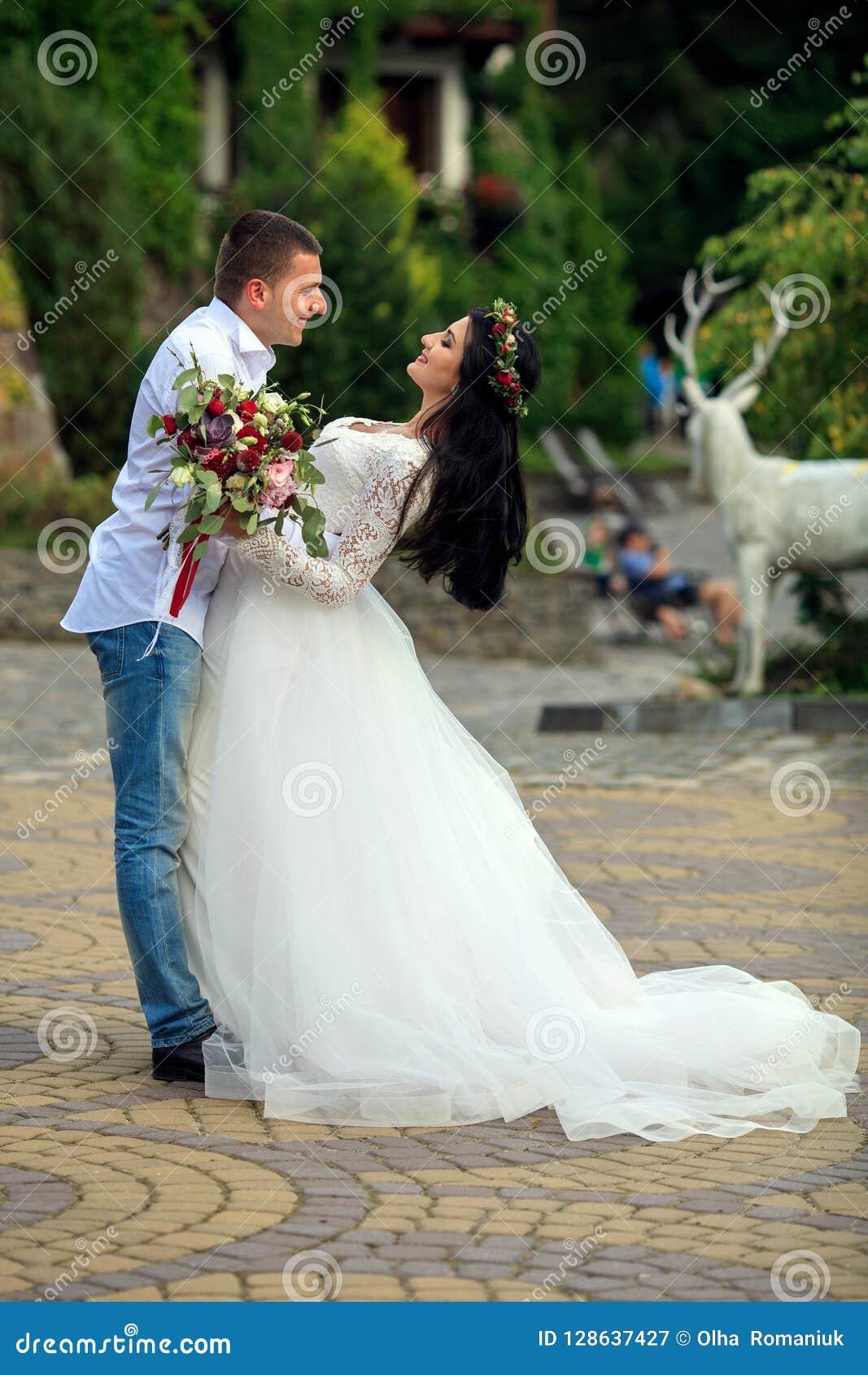 Bride Hugging in the Park. the Concept of Love and Marriage Stock Image ...
