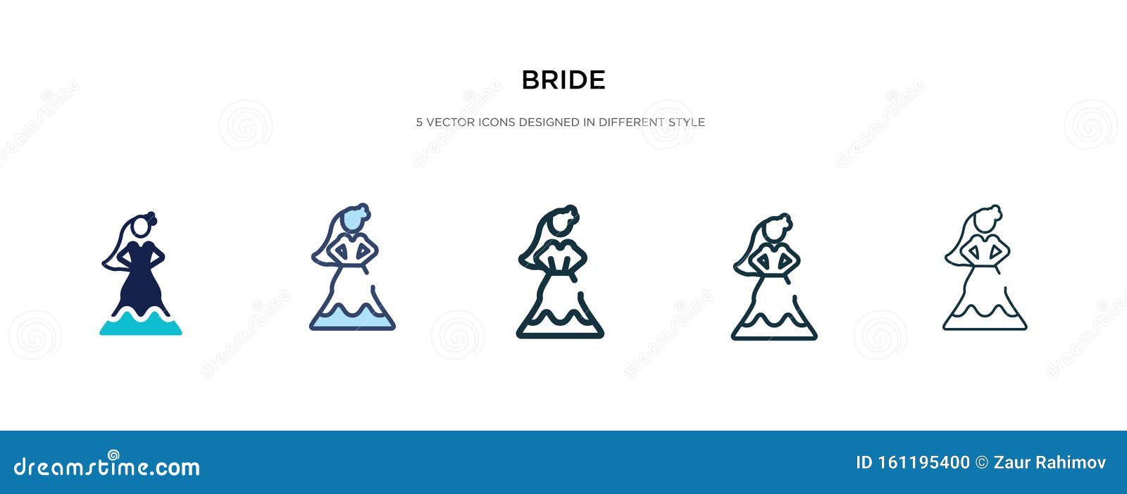 Bride Icon in Different Style Vector Illustration. Two Colored and ...
