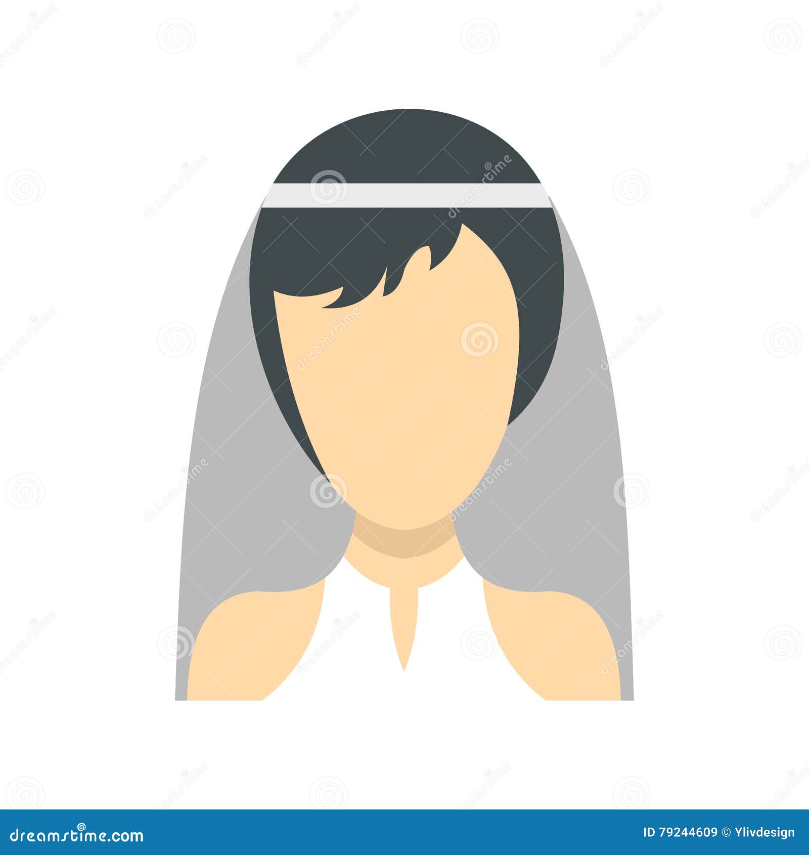 Bride icon, flat style stock vector. Illustration of dress - 79244609