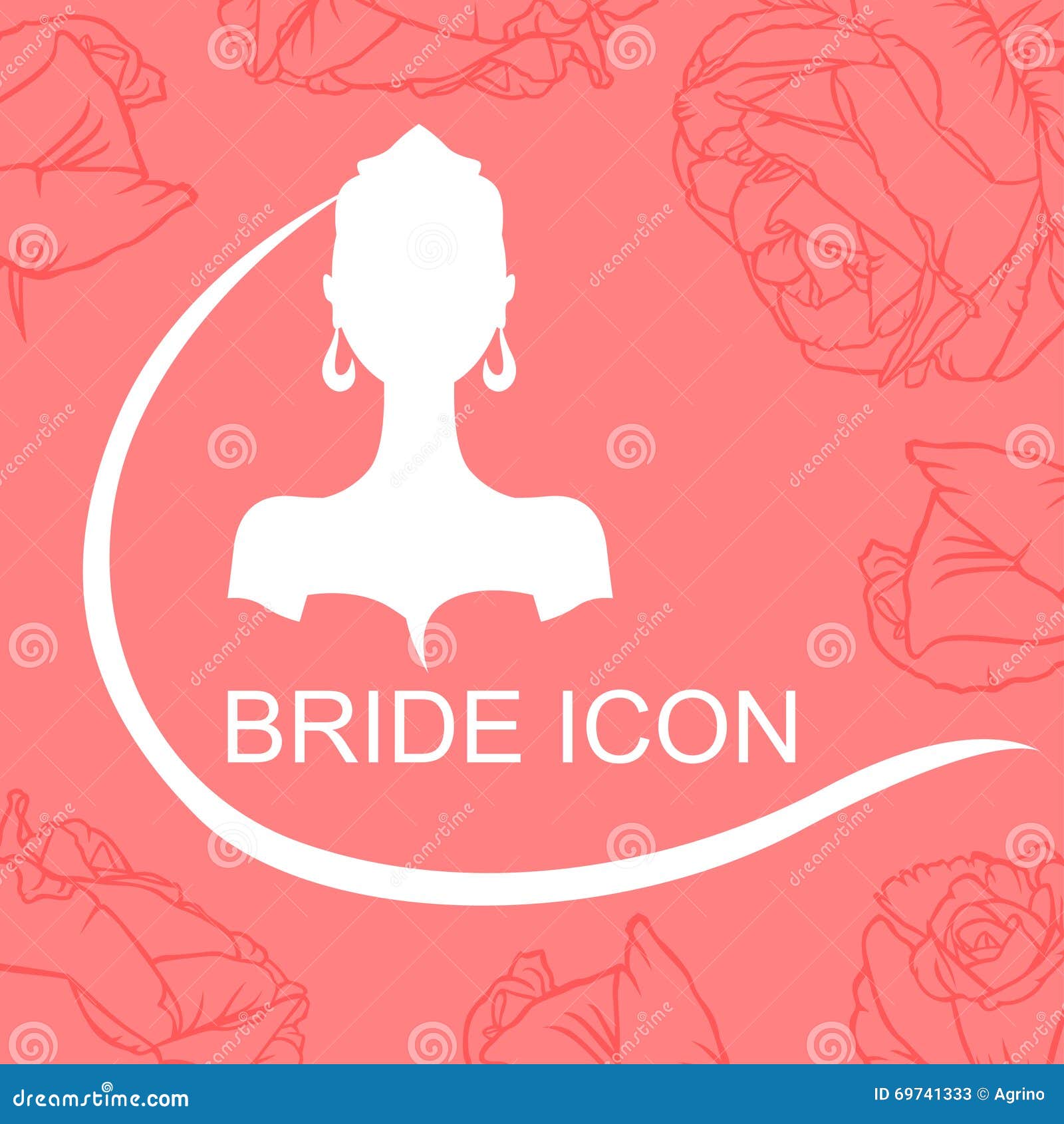 Bride icon in roses stock vector. Illustration of icon - 69741333