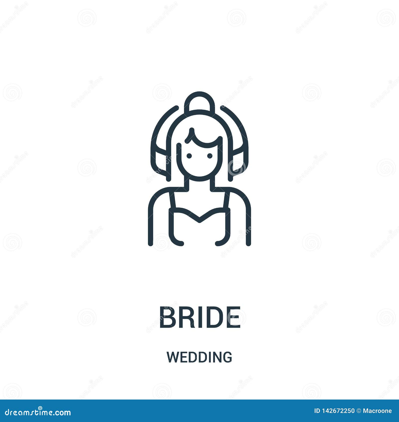 Bride Icon Vector from Wedding Collection. Thin Line Bride Outline Icon ...