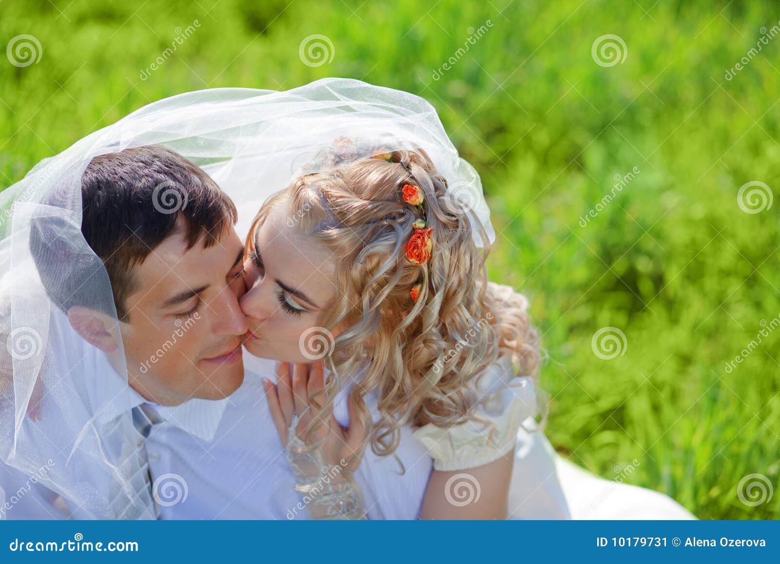 Bride kissing groom stock image. Image of harmony, bride - 10179731