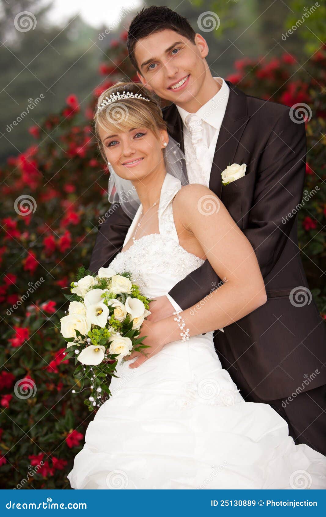 Bride Leaning Against Groom Stock Image - Image of bridal, husband ...