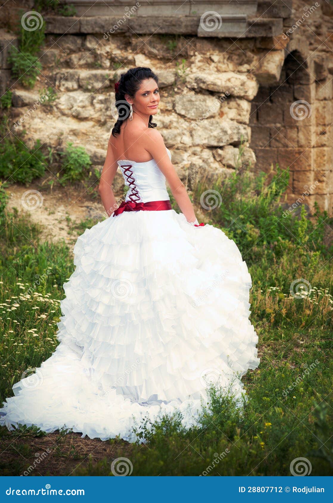 Bride Looking Back Over Her Shoulder Stock Photo - Image of attractive ...
